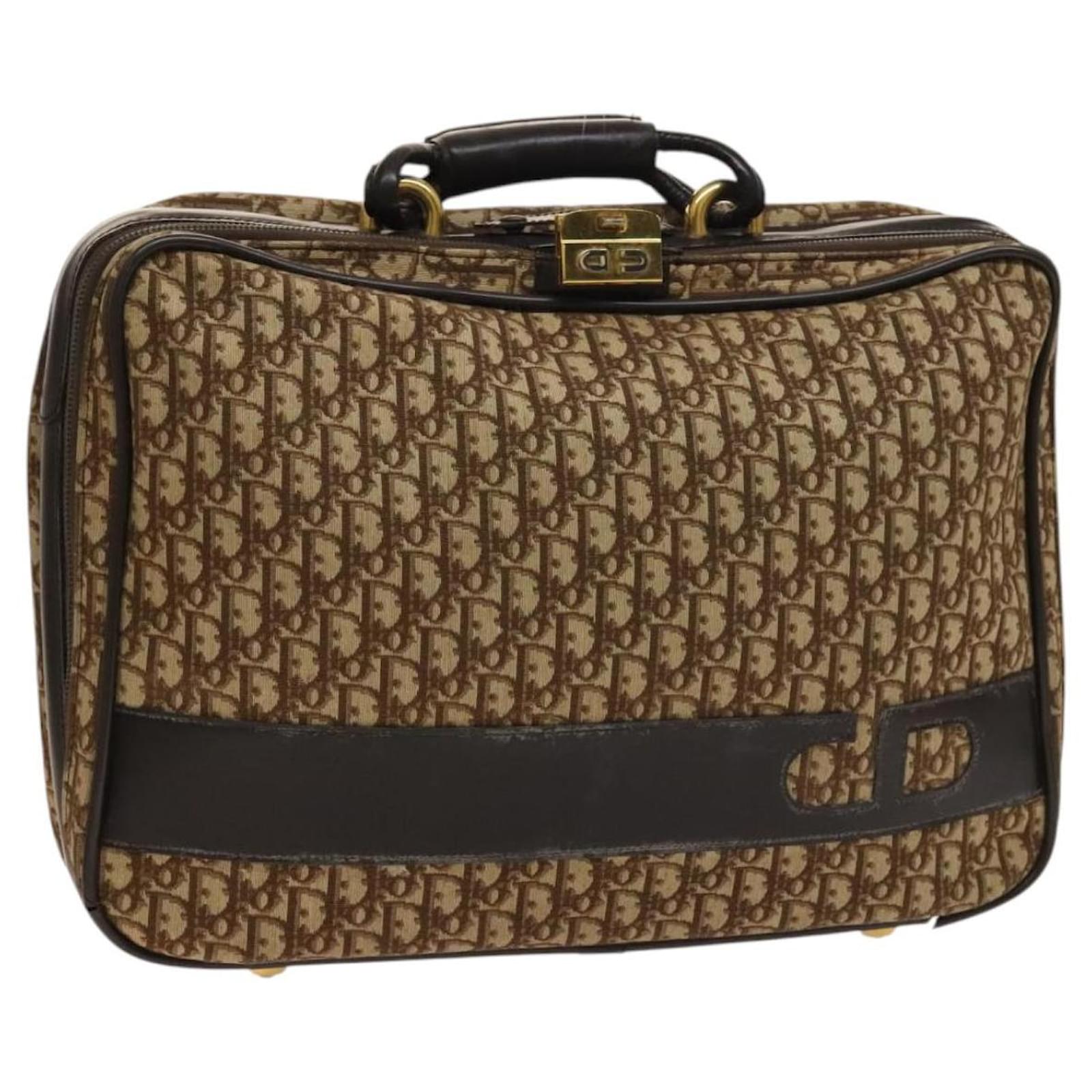 Christian Dior Trotter Canvas Trunk Brown Gold Auth 138804 Golden ref ...