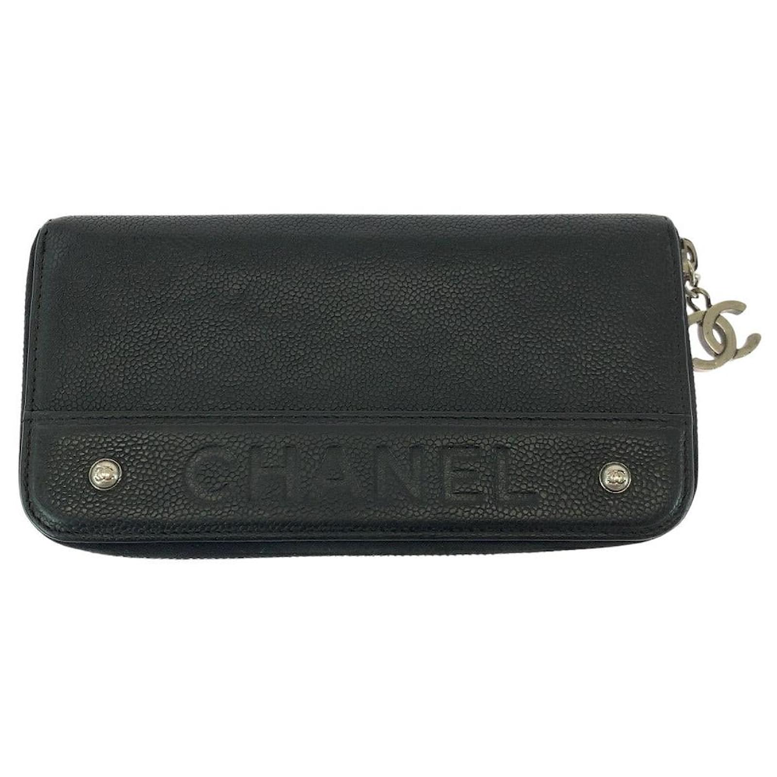 Chanel Caviar Skin Coco Mark Long Wallet Black Leather ref.2465533 ...