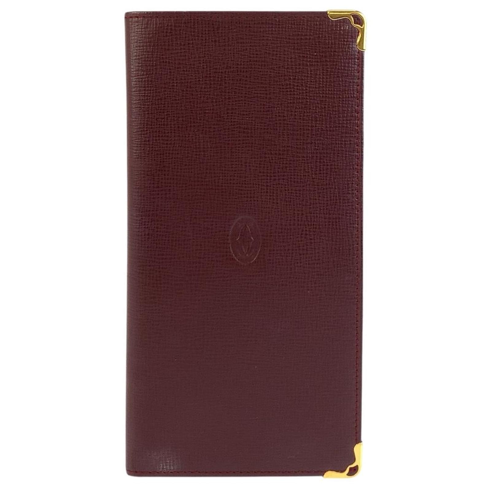 Cartier Must Line Bordeaux Leather Long Wallet Brown Pony-style ...