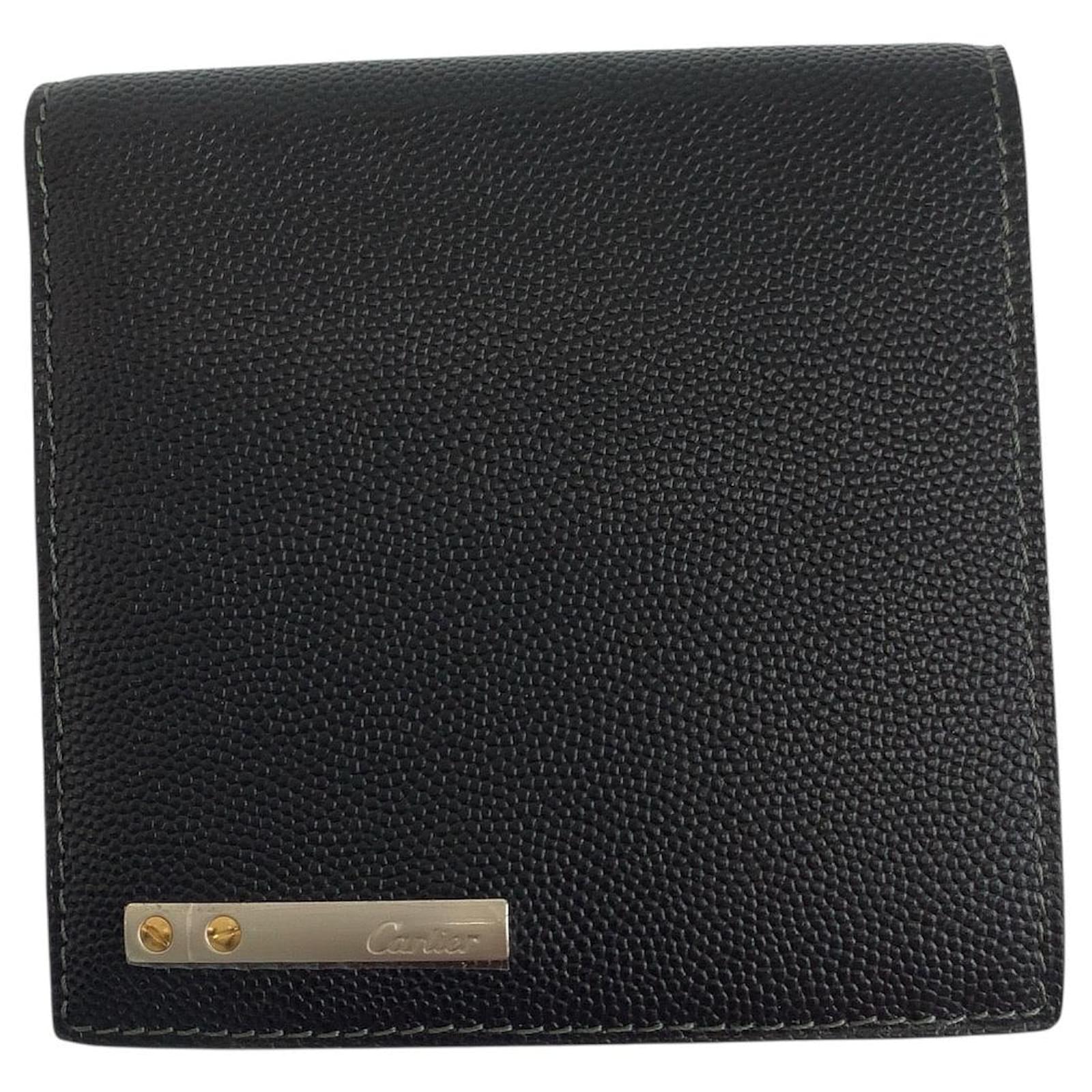 Cartier Santos Black Leather Compact Wallet ref.2467479 - Joli Closet