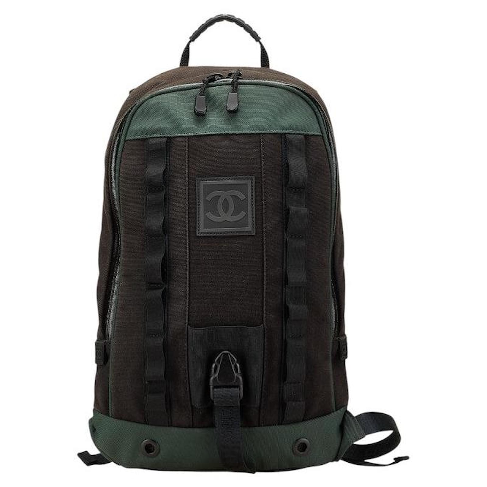 Chanel Coco Mark Sports Line Canvas Nylon Backpack Black Cloth ref ...