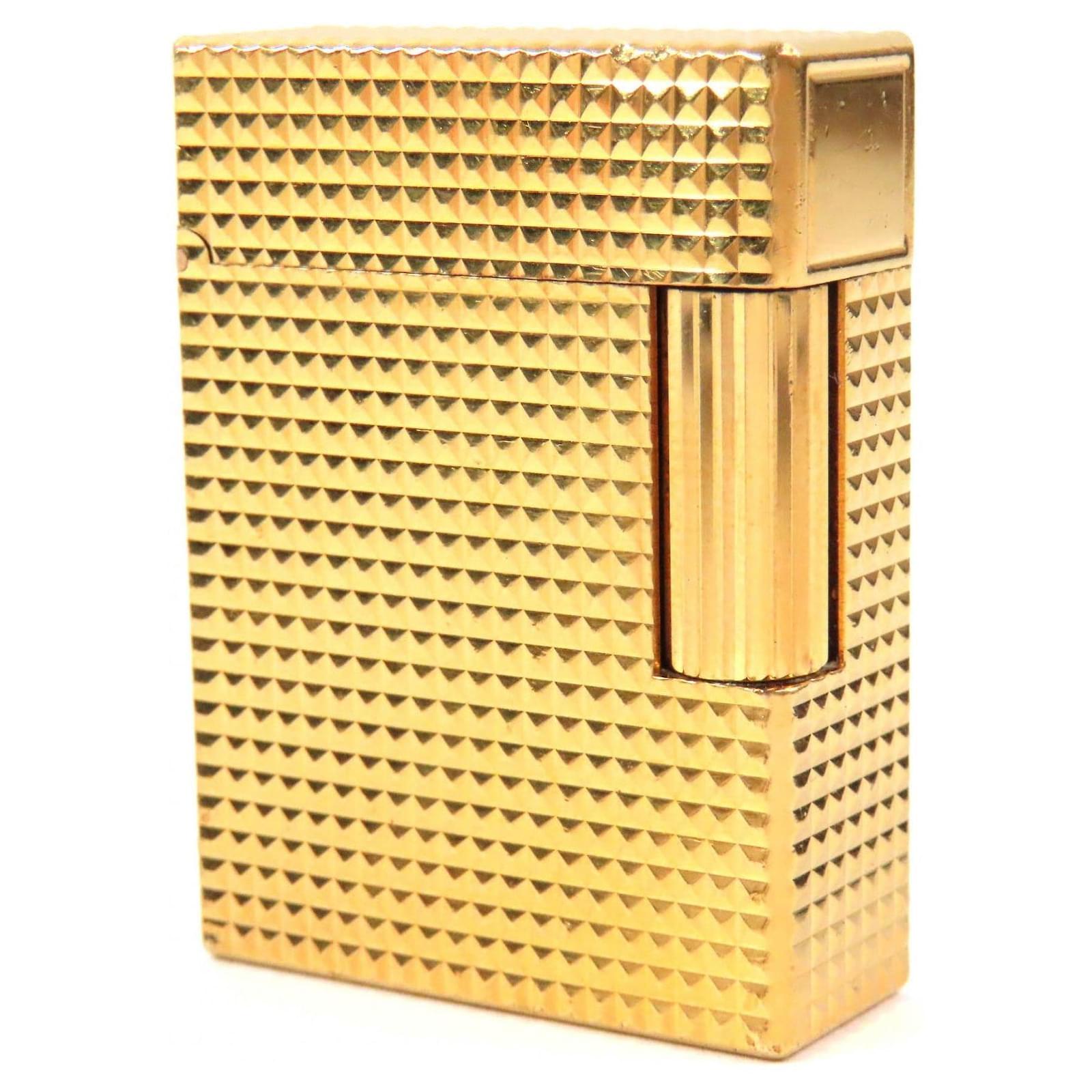 Autre Marque Dupont Line 1 Diamond Head Pattern Lighter Golden Metal ...
