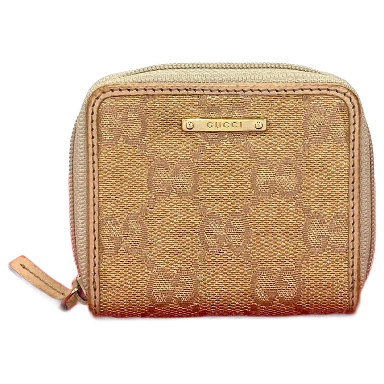 Gucci GG Canvas Leather Coin Case Pink Cloth ref.2473337 - Joli Closet