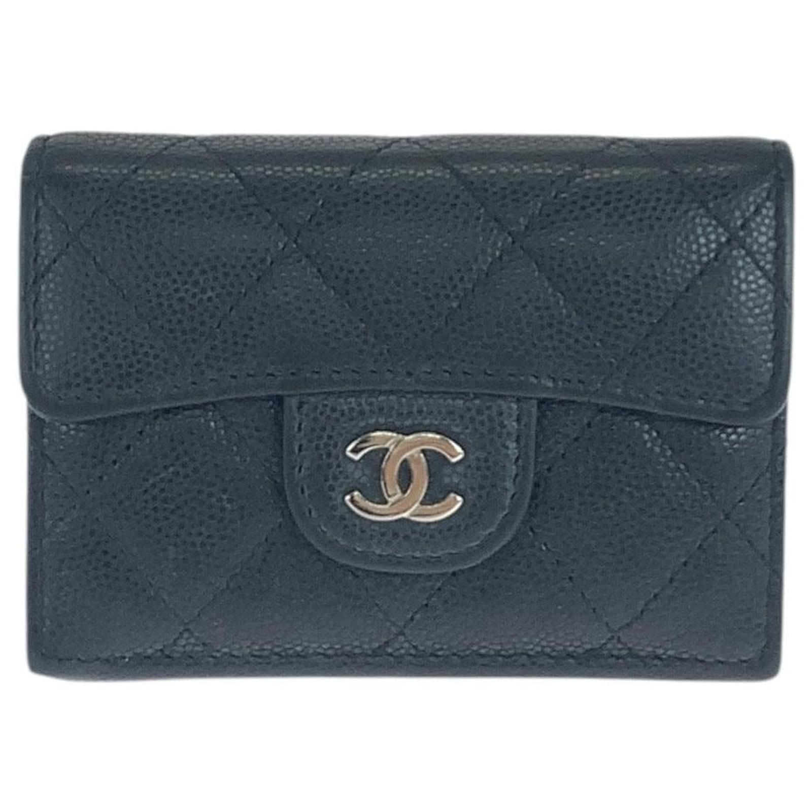Timeless Chanel Coco Mark Matelasse Lambskin Wallet Black Leather ref ...