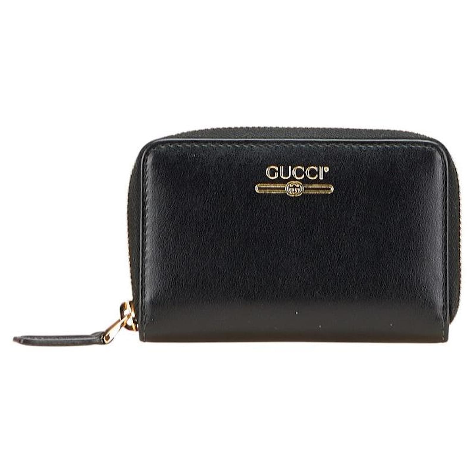 Gucci Logo Leather Coin Case Black ref.2474329 - Joli Closet