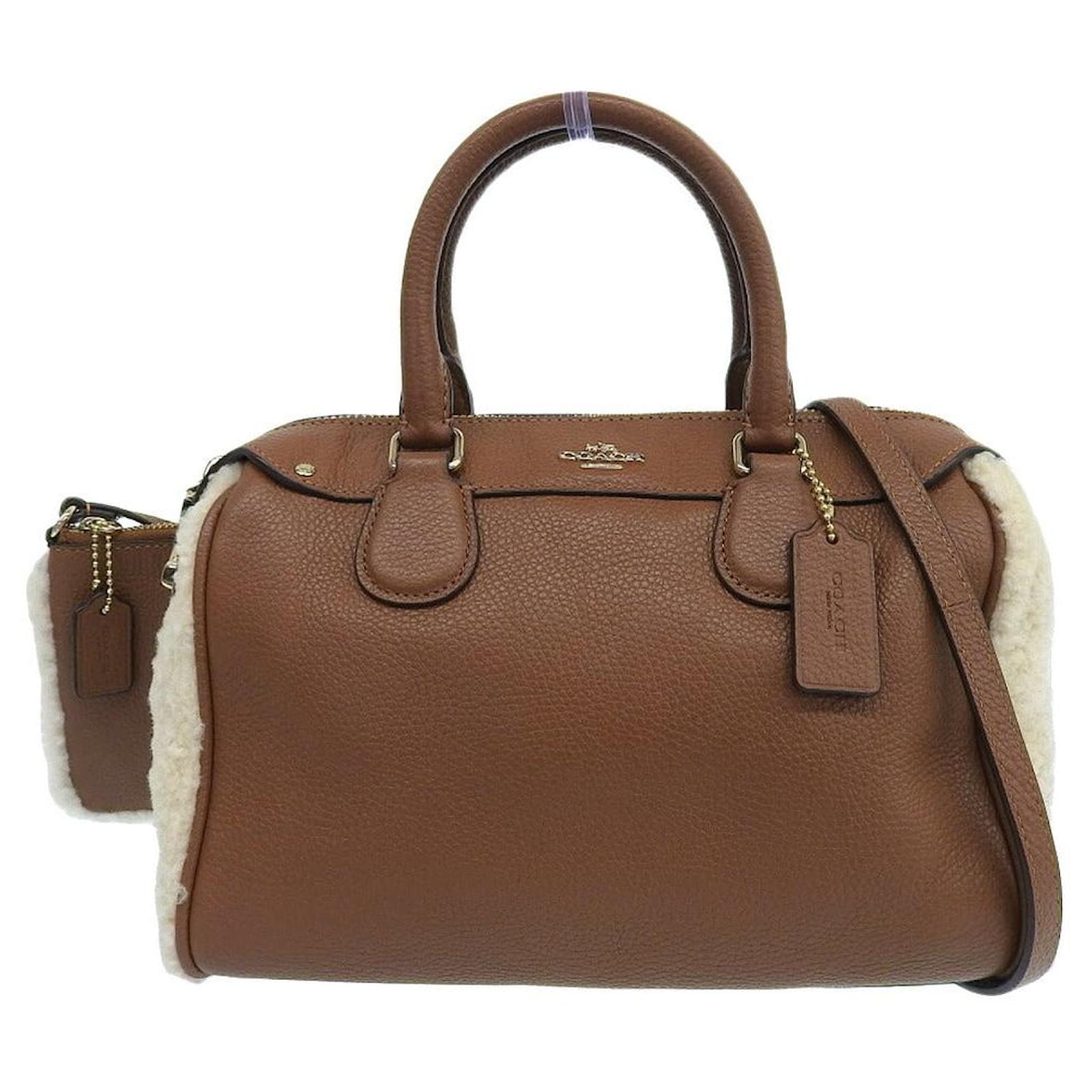 Coach Shearling Leather Crossbody Bag Brown ref.2474714 - Joli Closet