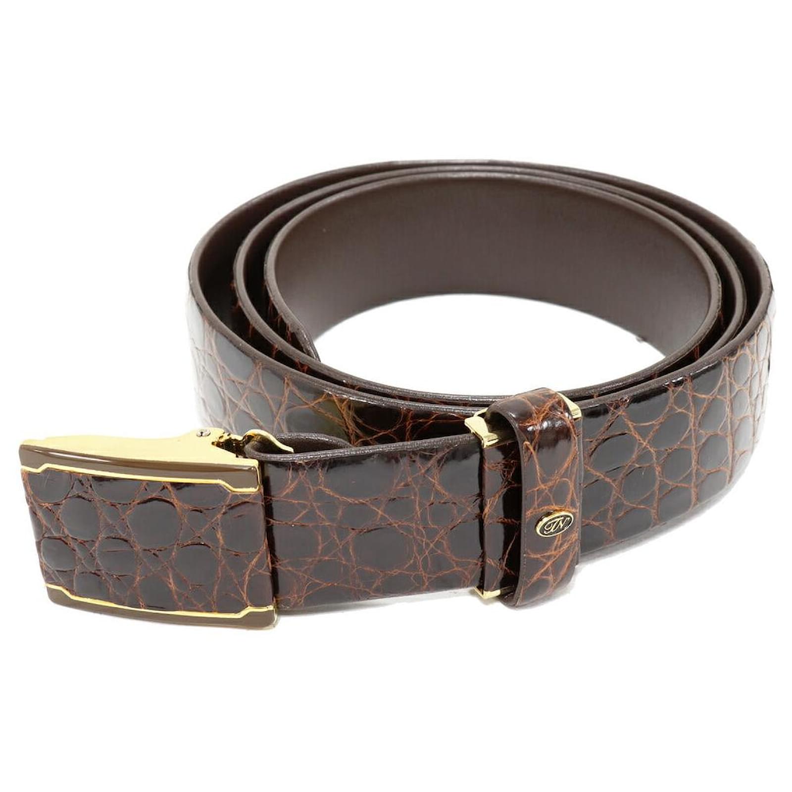 Autre Marque Takeo Nishida Crocodile Belt Brown Leather Exotic leather ref.2476916 - Joli Closet