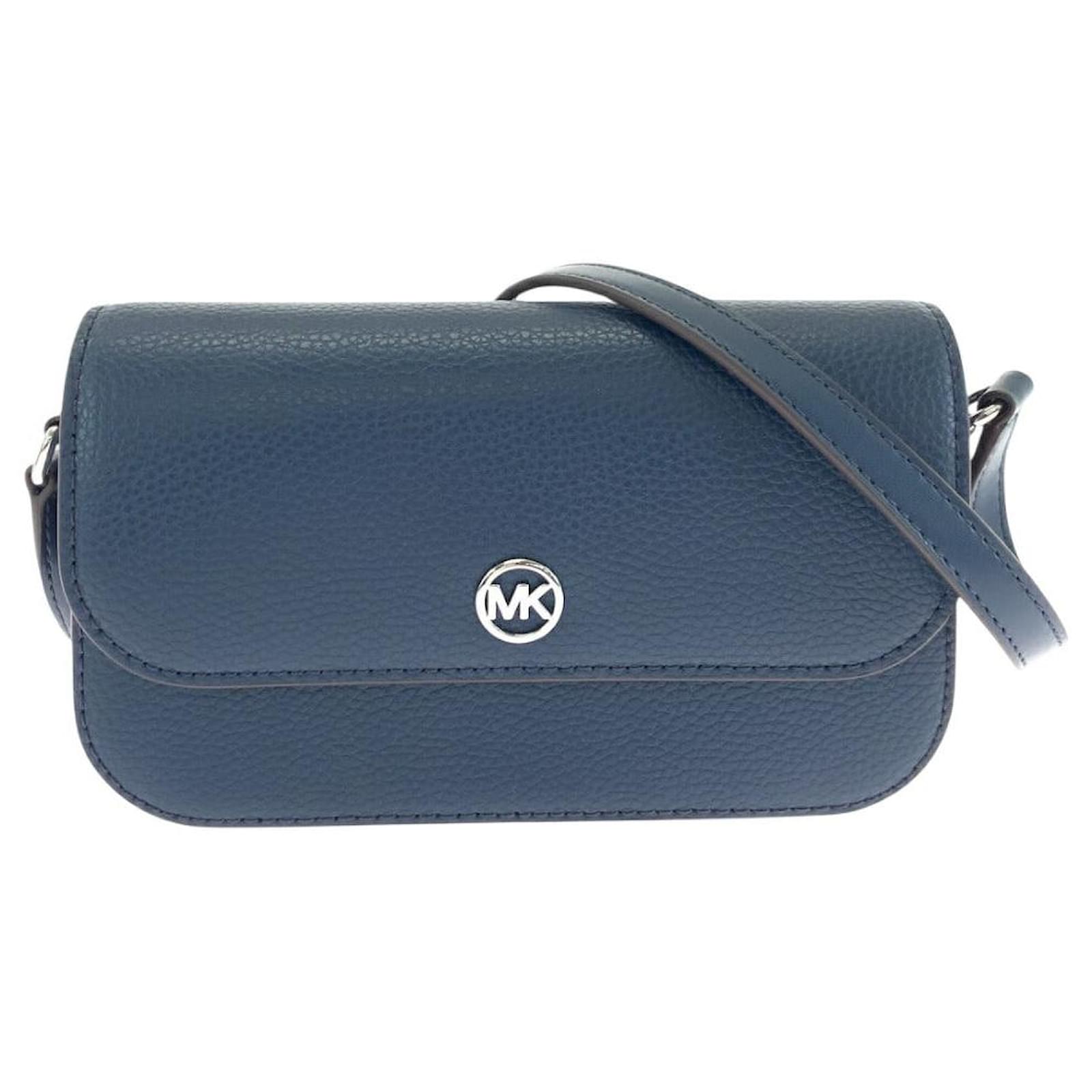 Michael Kors Logo Leather Shoulder Bag Blue Navy blue ref.2477015 ...