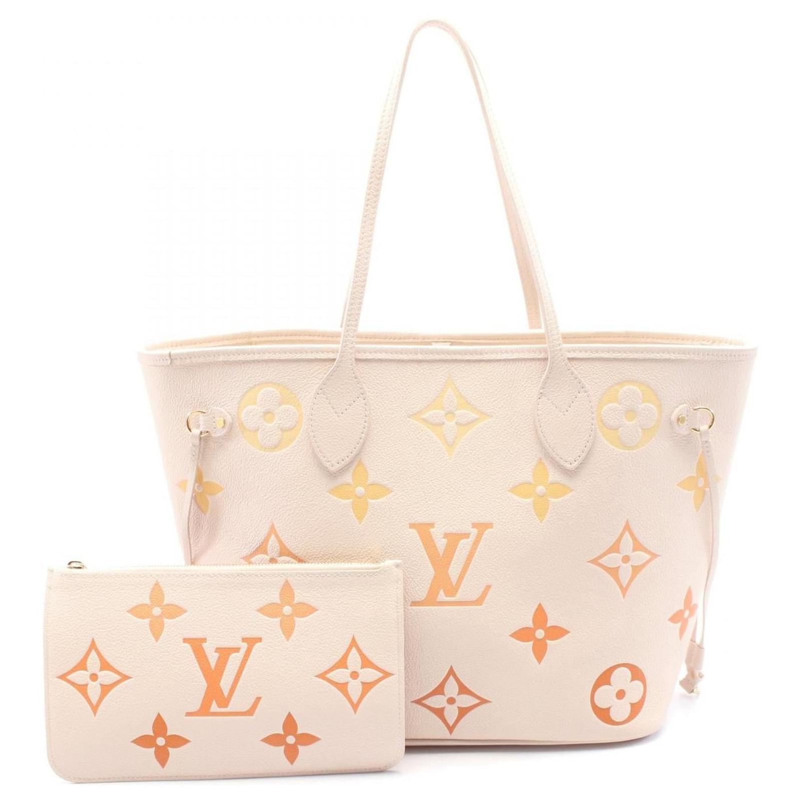 Louis Vuitton Neverfull Monogram Empreinte Shoulder Bag White Orange ...