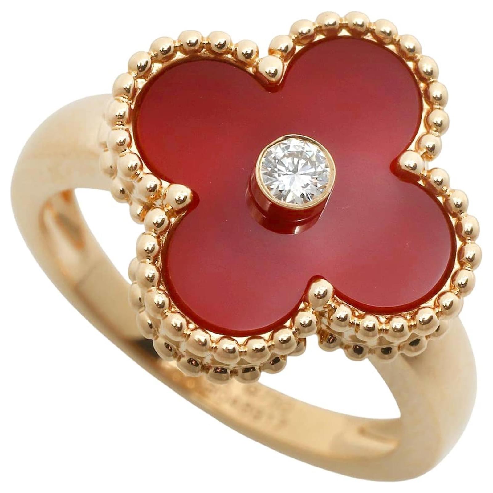 Van Cleef & Arpels 18K Yellow Gold Band Ring Red Golden ref.2477673 ...