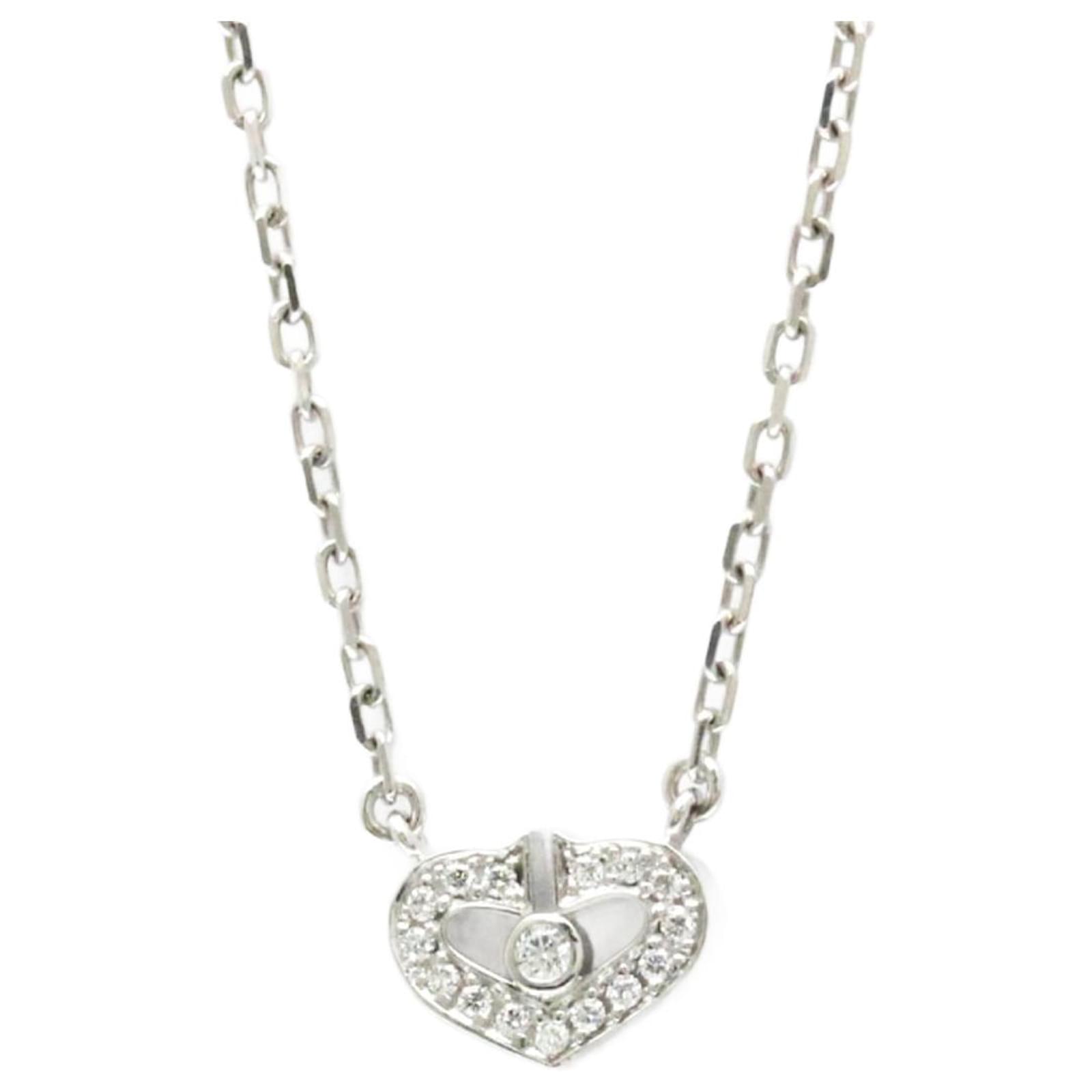 Cartier C Heart Diamond Necklace Silvery White gold ref.2478033 - Joli ...