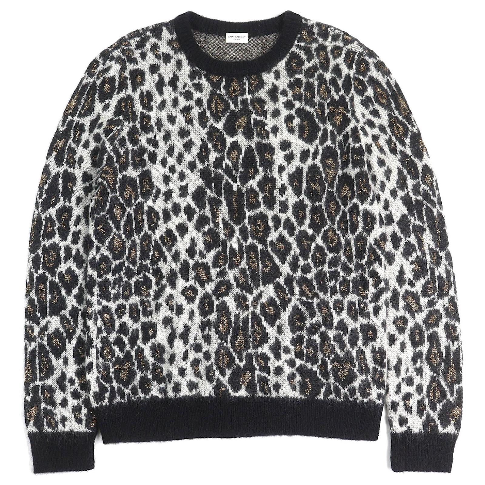 Yves Saint Laurent Saint Laurent Paris Leopard Pattern Mohair Knit ...