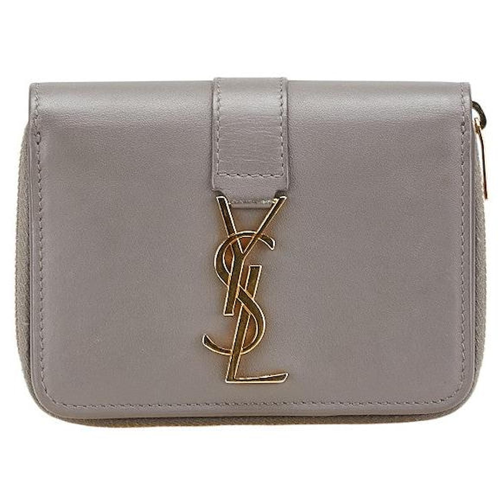 Yves Saint Laurent Saint Laurent YSL Leather Wallet Grey ref.2480305 ...