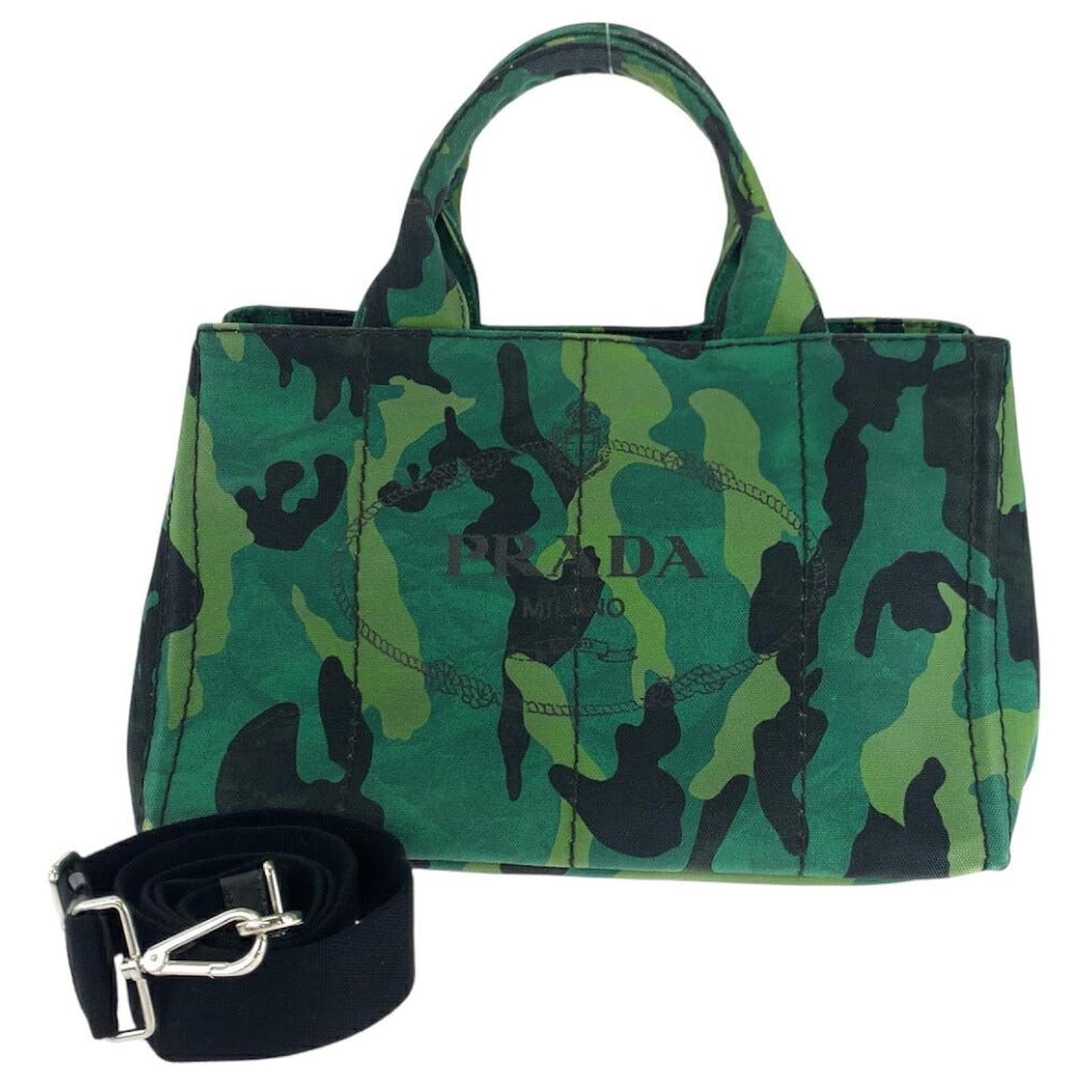 Prada Canapa Tote Canvas 2way bag Multiple colors Green Cloth ref ...