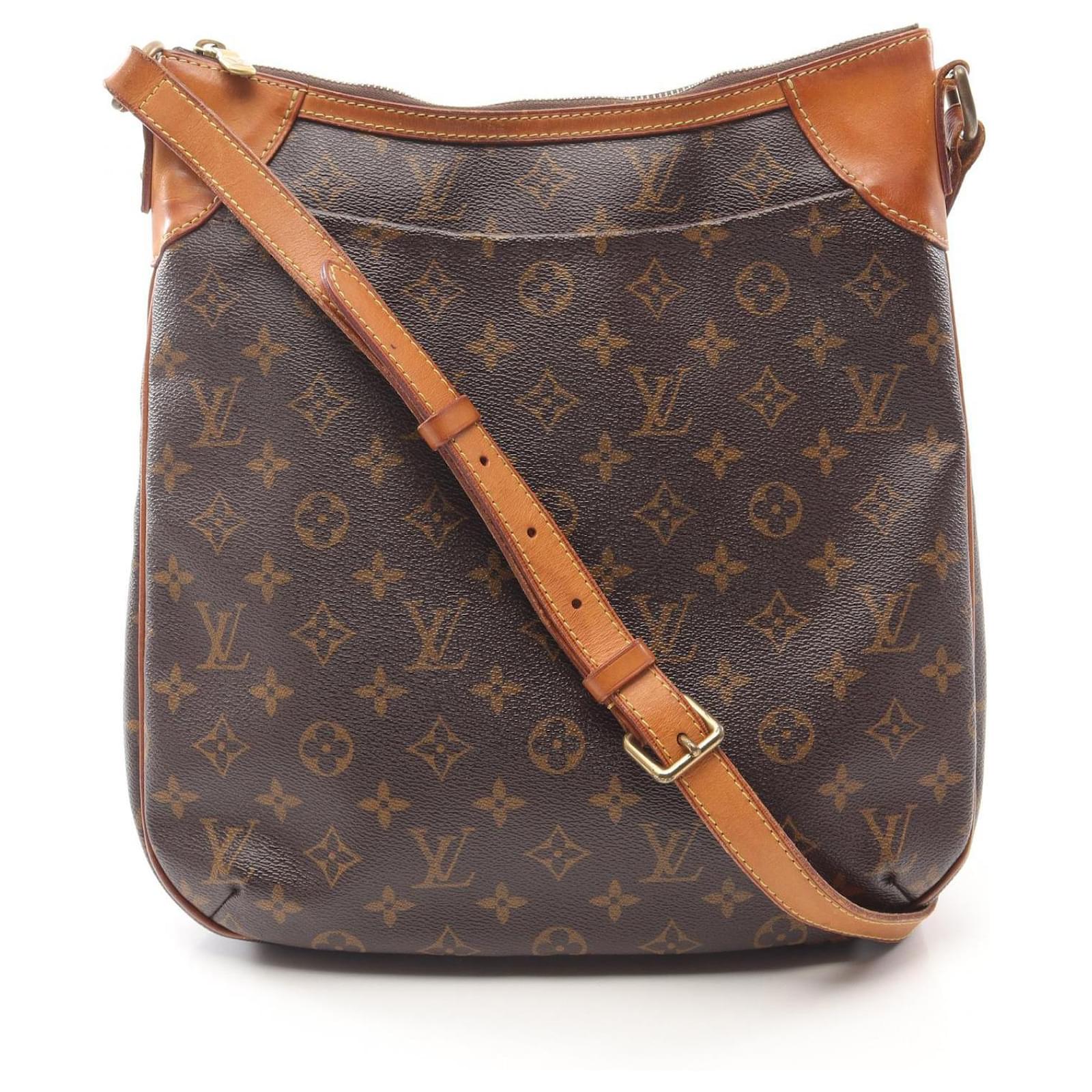 Louis Vuitton Odeon MM Monogram Shoulder Bag Brown Leather Cloth ref ...