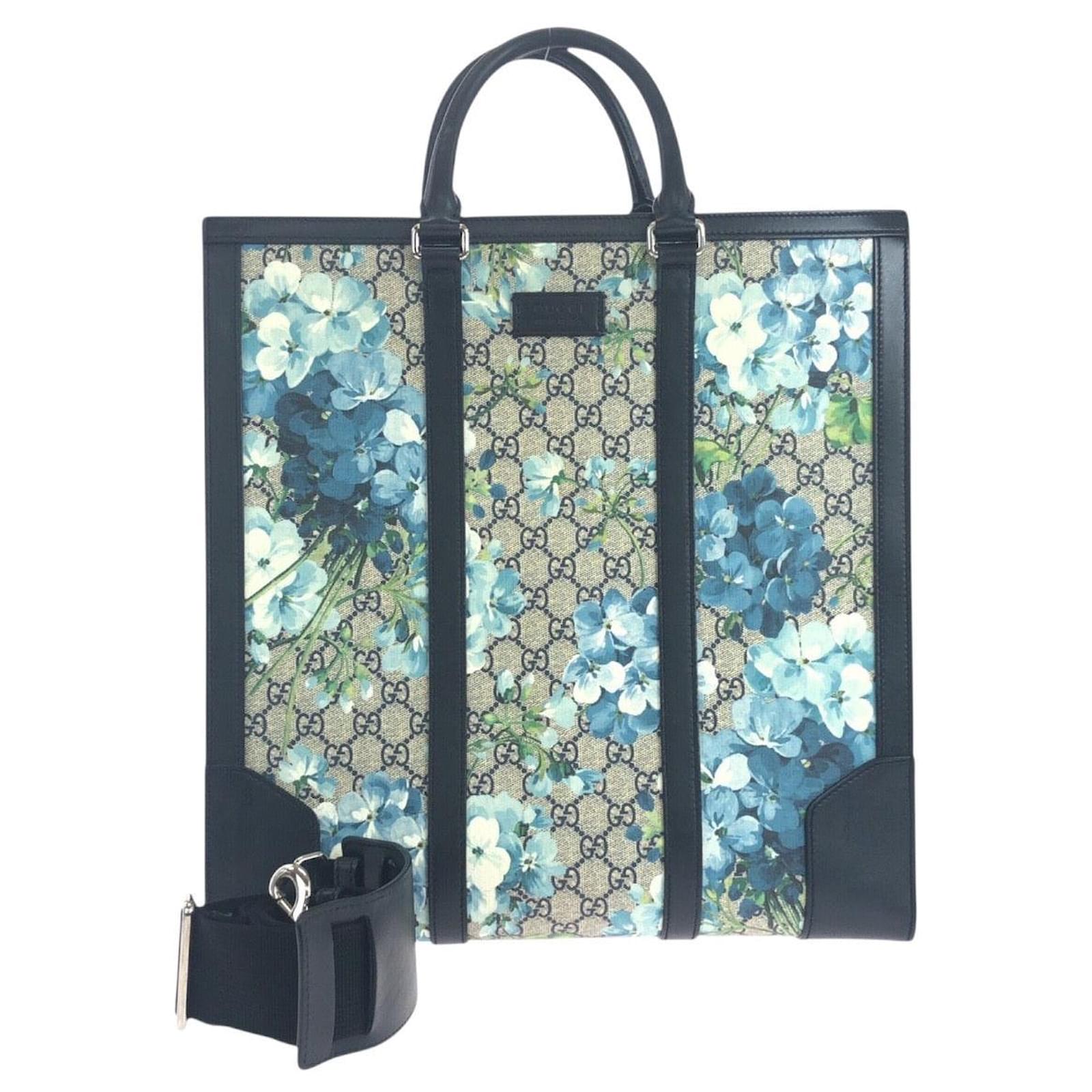 Gucci GG Blooms GG Supreme Canvas 2way Bag Blue Navy blue Leather ref ...