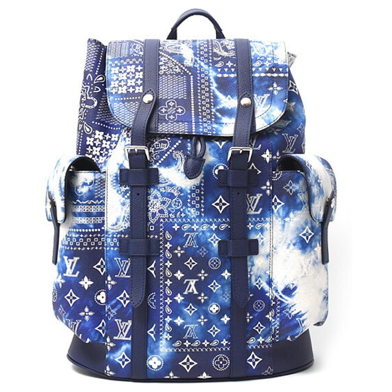 Louis Vuitton Men's Monogram Bandana Christopher MM Backpack Blue ref ...
