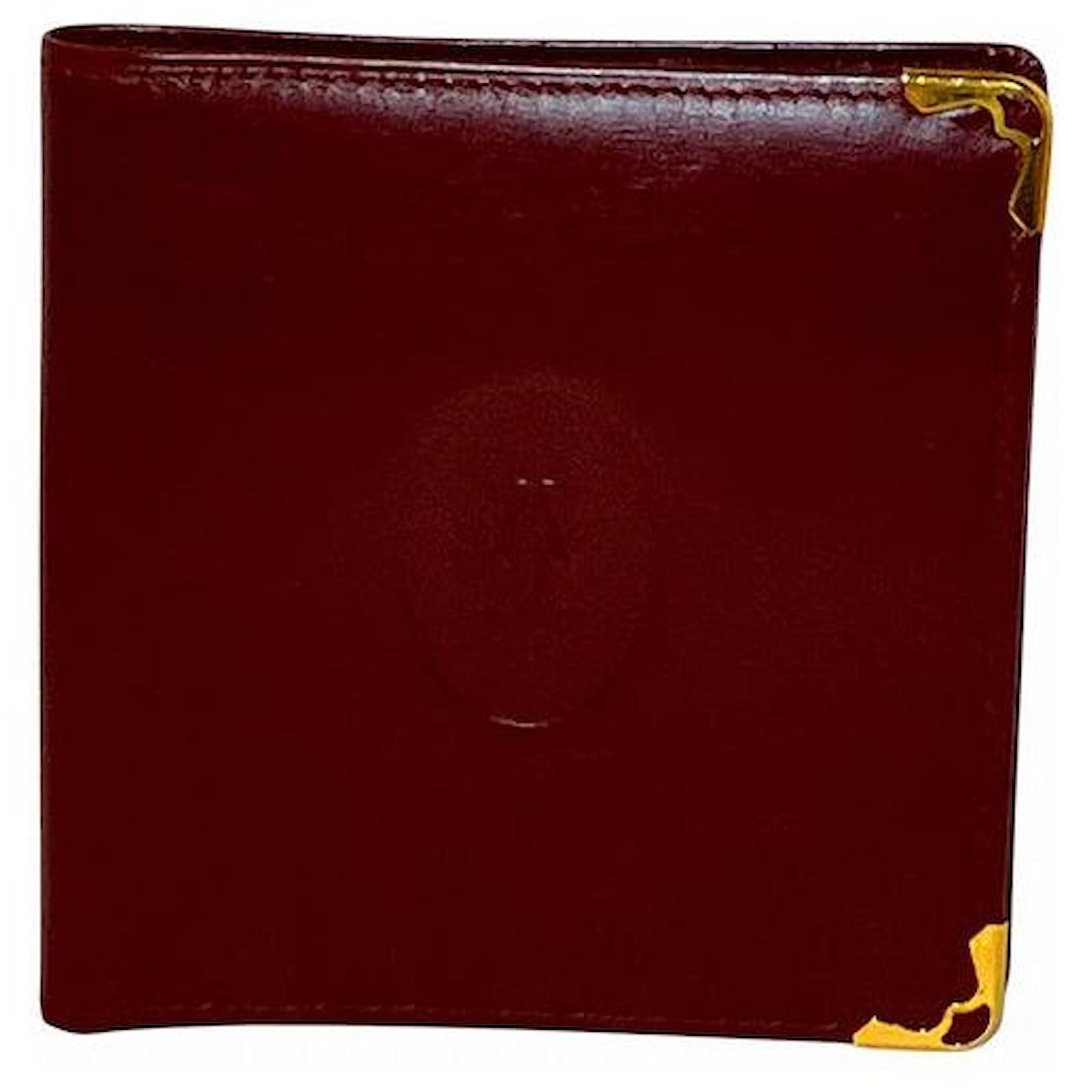 Cartier Must Line Leather Bifold Wallet Brown Dark red ref.2486336 ...