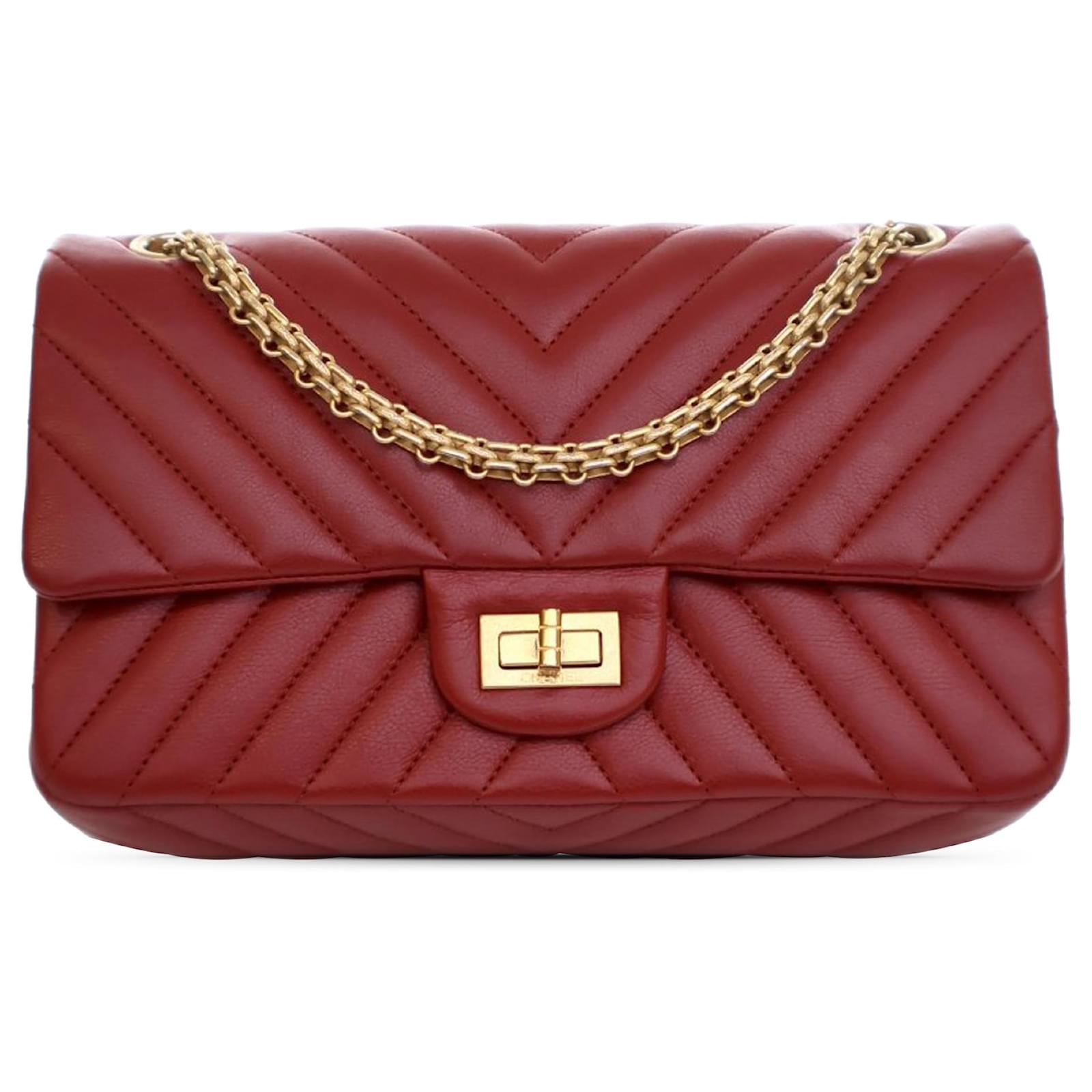 Mademoiselle Chanel Red Reissue 2.55 Chevron Aged Calfskin Double Flap ...