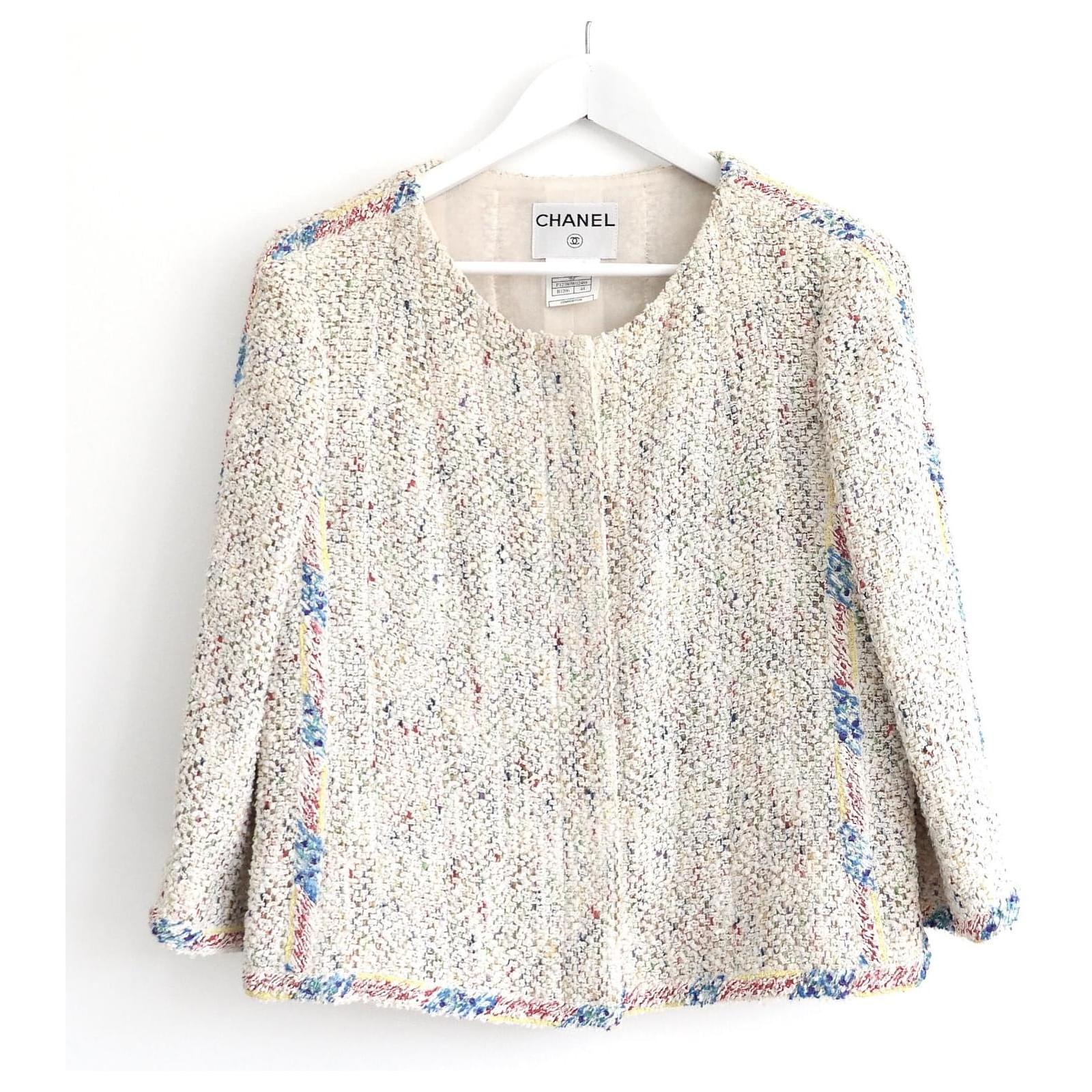 Chanel Spring 1999 99P Candy Tweed Puff Paint Trim Jacket Pink Multiple ...