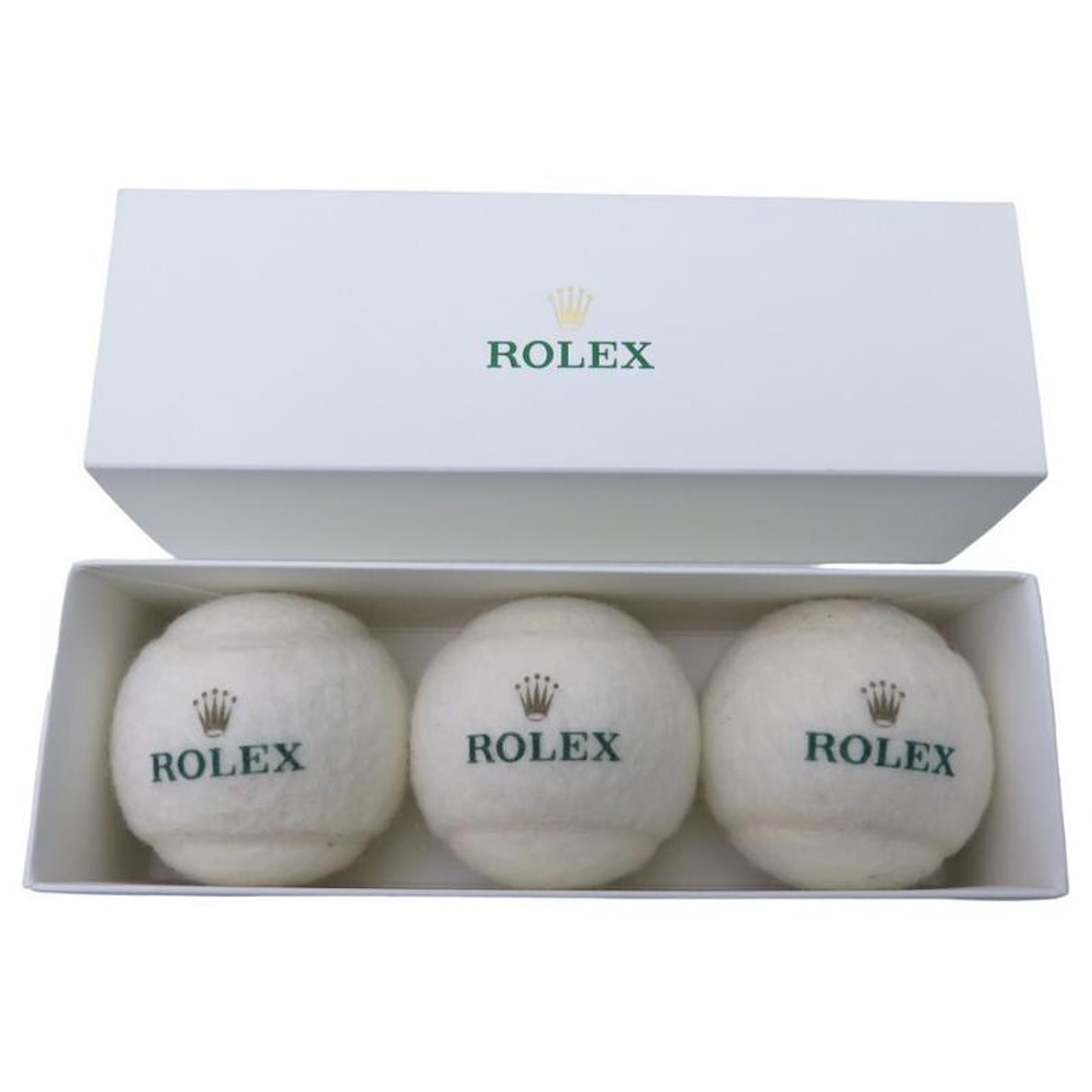 NEW SET OF 3 TENNIS BALLS ROLEX WATCHES + BOX White Cloth ref.2488207 ...