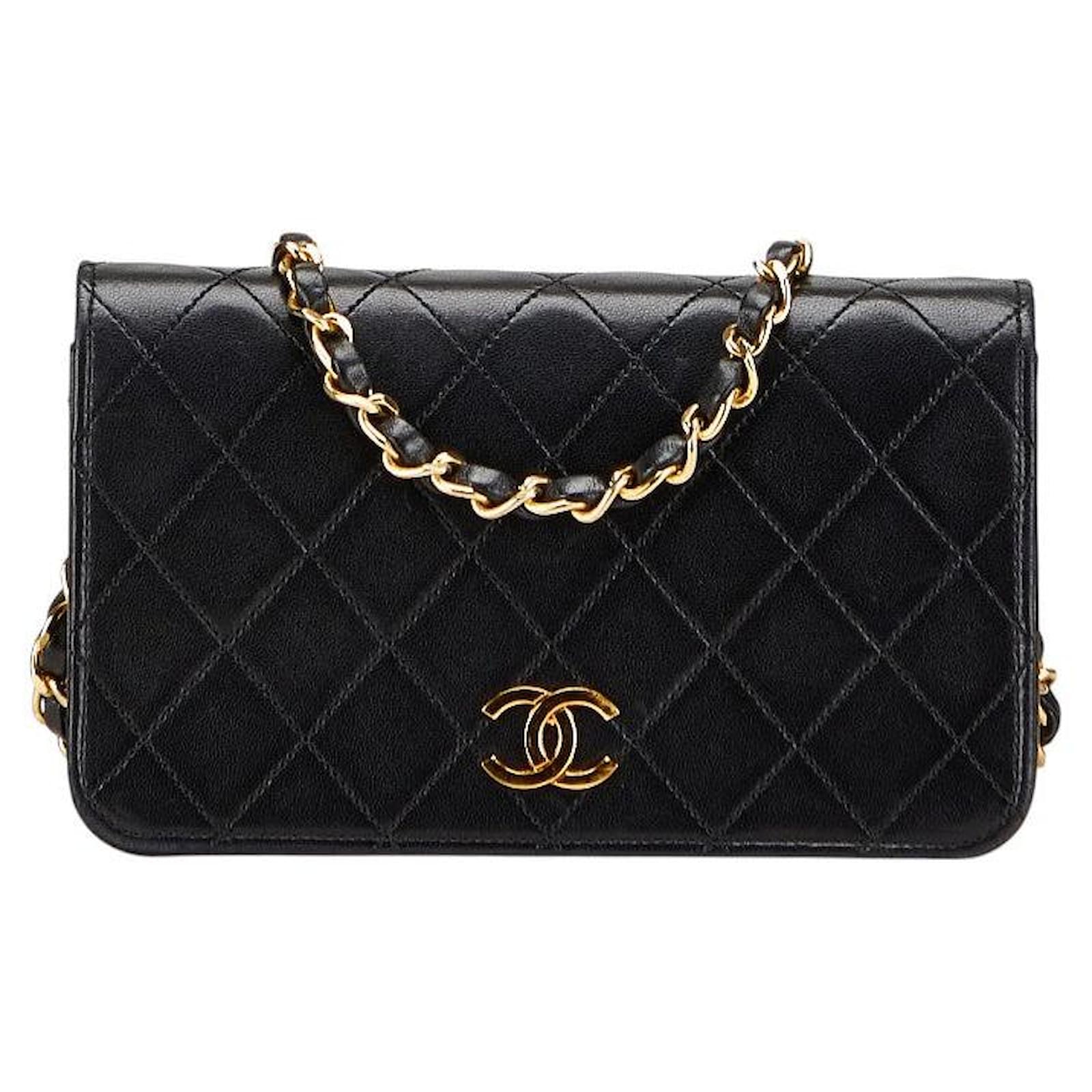 Timeless Chanel Coco Mark Matelasse Lambskin Shoulder Bag Black Leather ...