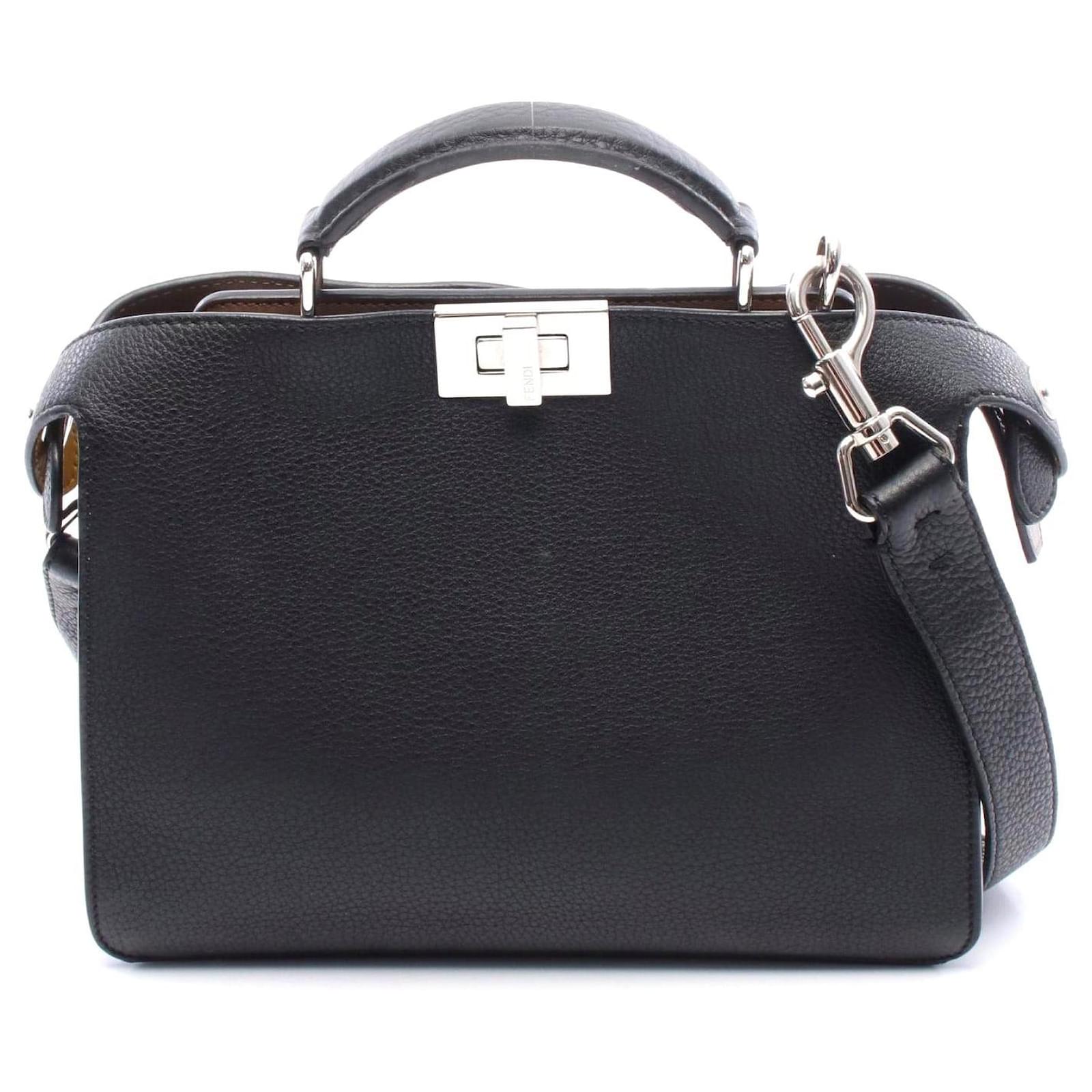 Fendi Peekaboo ISeeU Small Leather Handbag Black Pony-style calfskin ...
