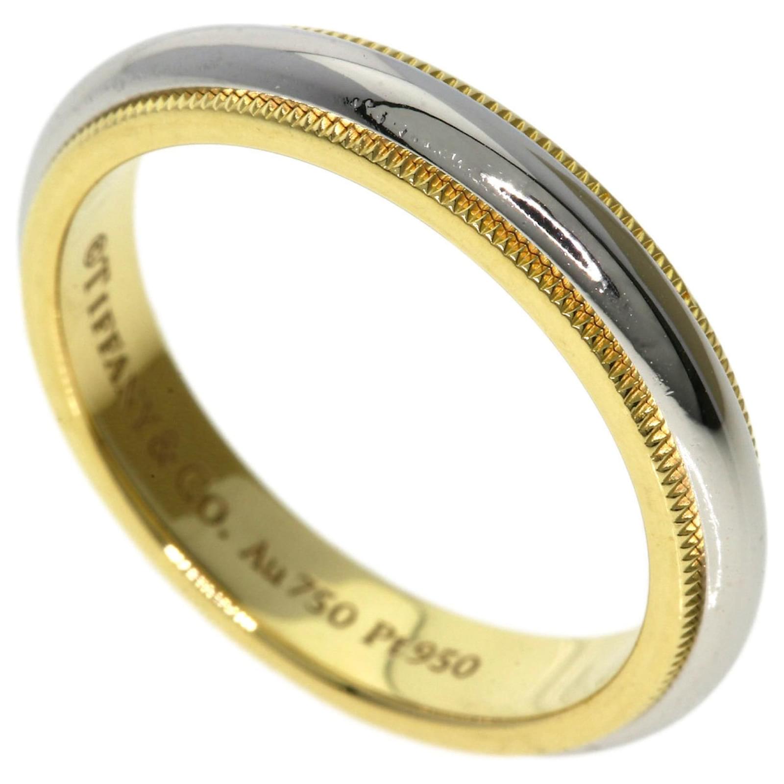Tiffany & Co. Milgrain Band Ring Yellow gold Platinum ref.2494684 ...