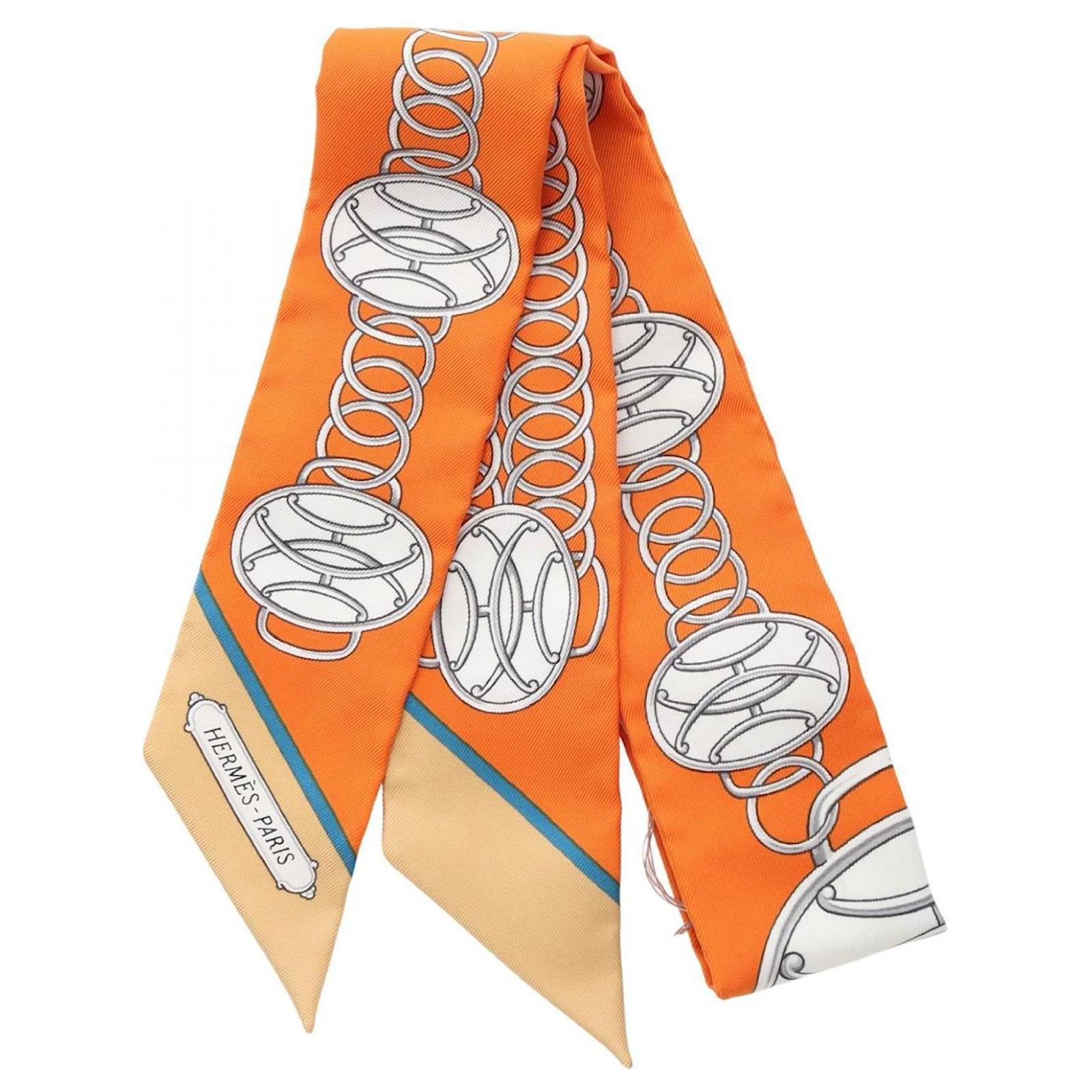 Hermès Twilly Lift Profile Silk Scarf Multiple colors Orange ref ...