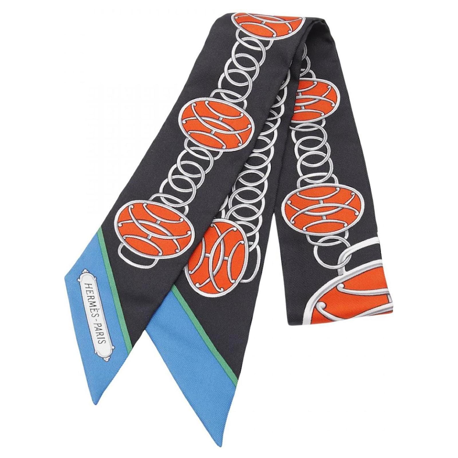 Hermès Twilly Lift Profile Silk Scarf Black Multiple colors ref.2495413 ...