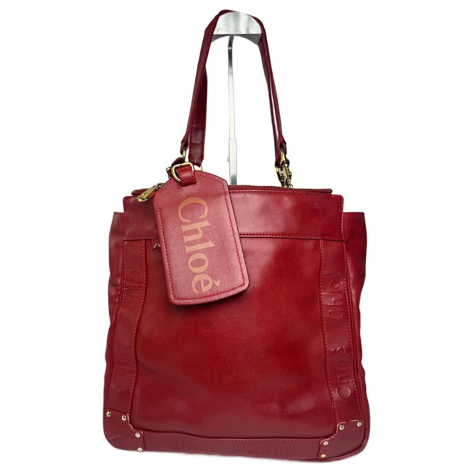 Chloé Vintage Chloe Leather Tote Bag red ref.2495529 - Joli Closet