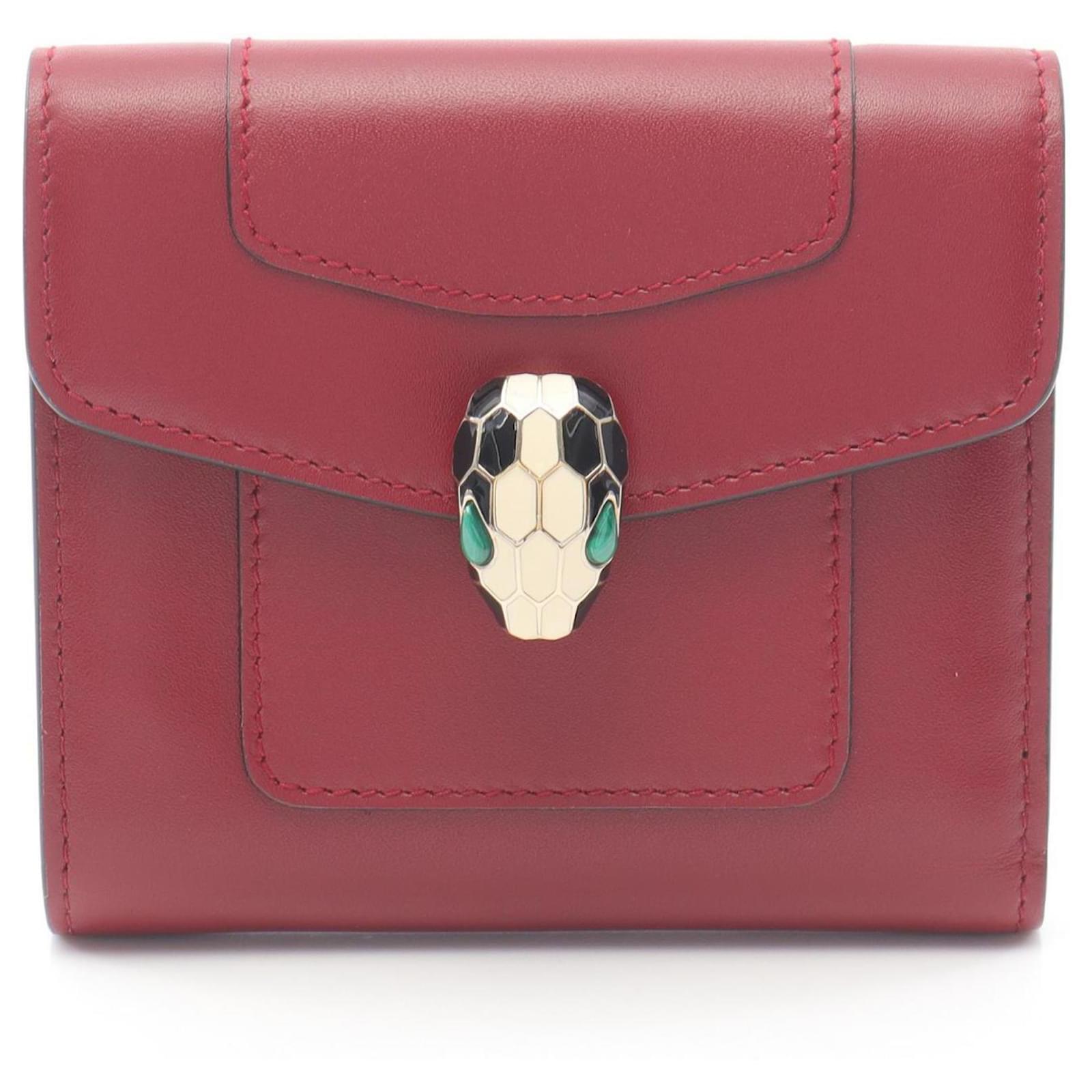 Bulgari Bvlgari Serpenti Forever Tri-fold Wallet Red Leather ref ...
