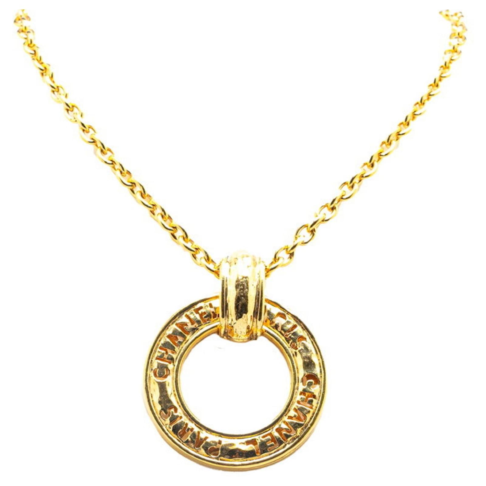 Chanel Gold Plated Circle Logo Round Long Necklace Golden ref.2497960 ...