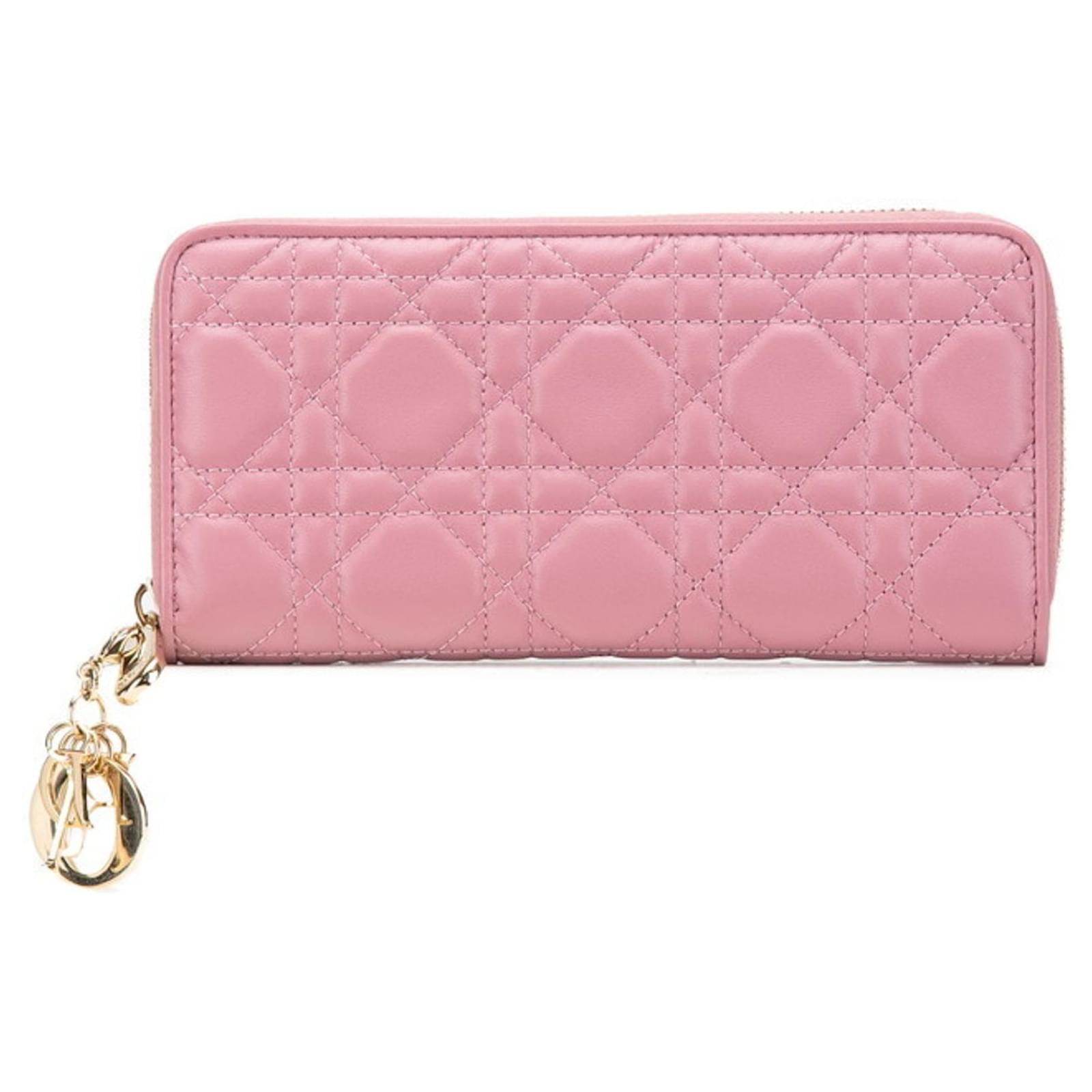 Christian Dior Pink Lambskin Long Wallet Leather ref.2498030 - Joli Closet