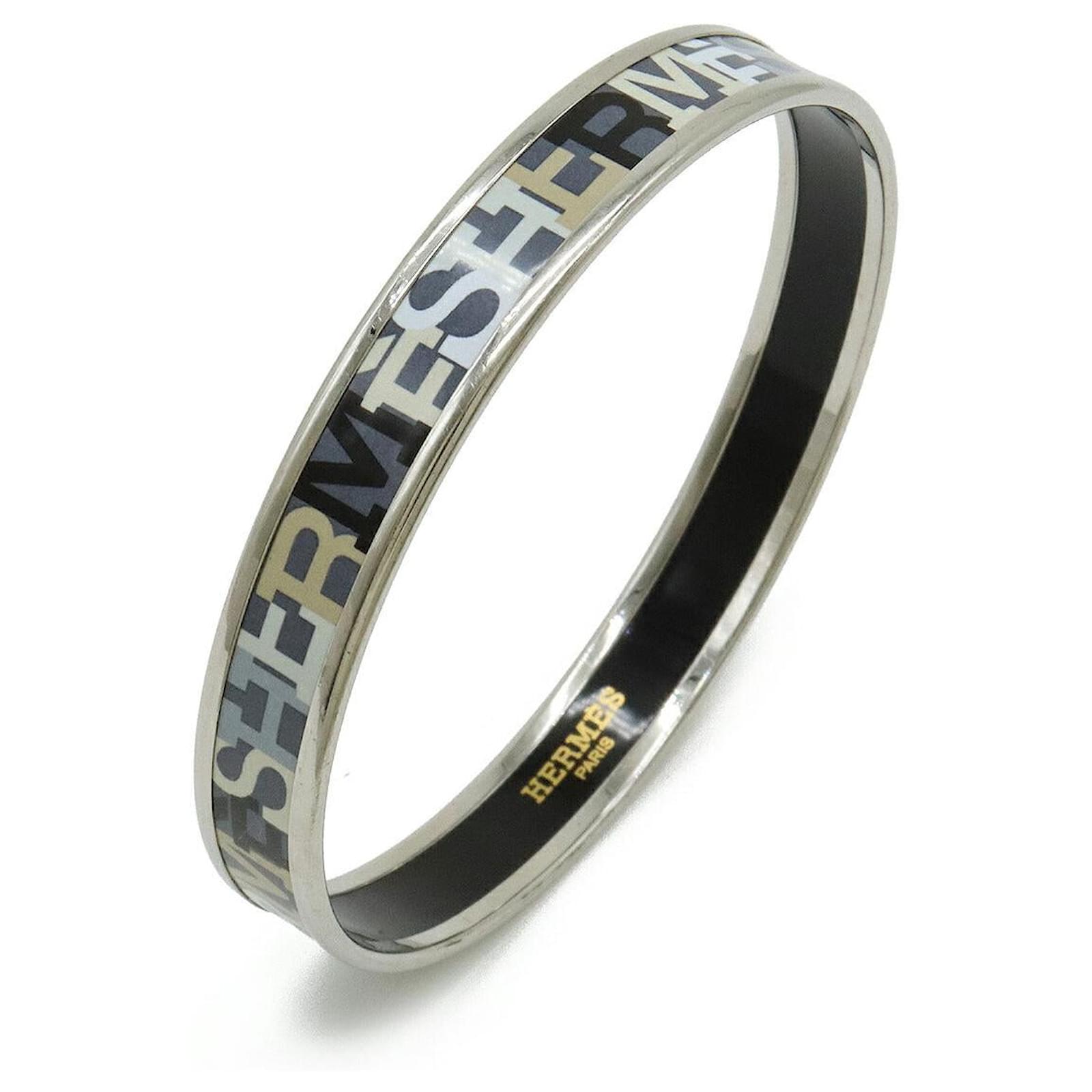 Hermès Hermes Email PM Metal Enamel Bracelet Grey ref.2500654 - Joli Closet