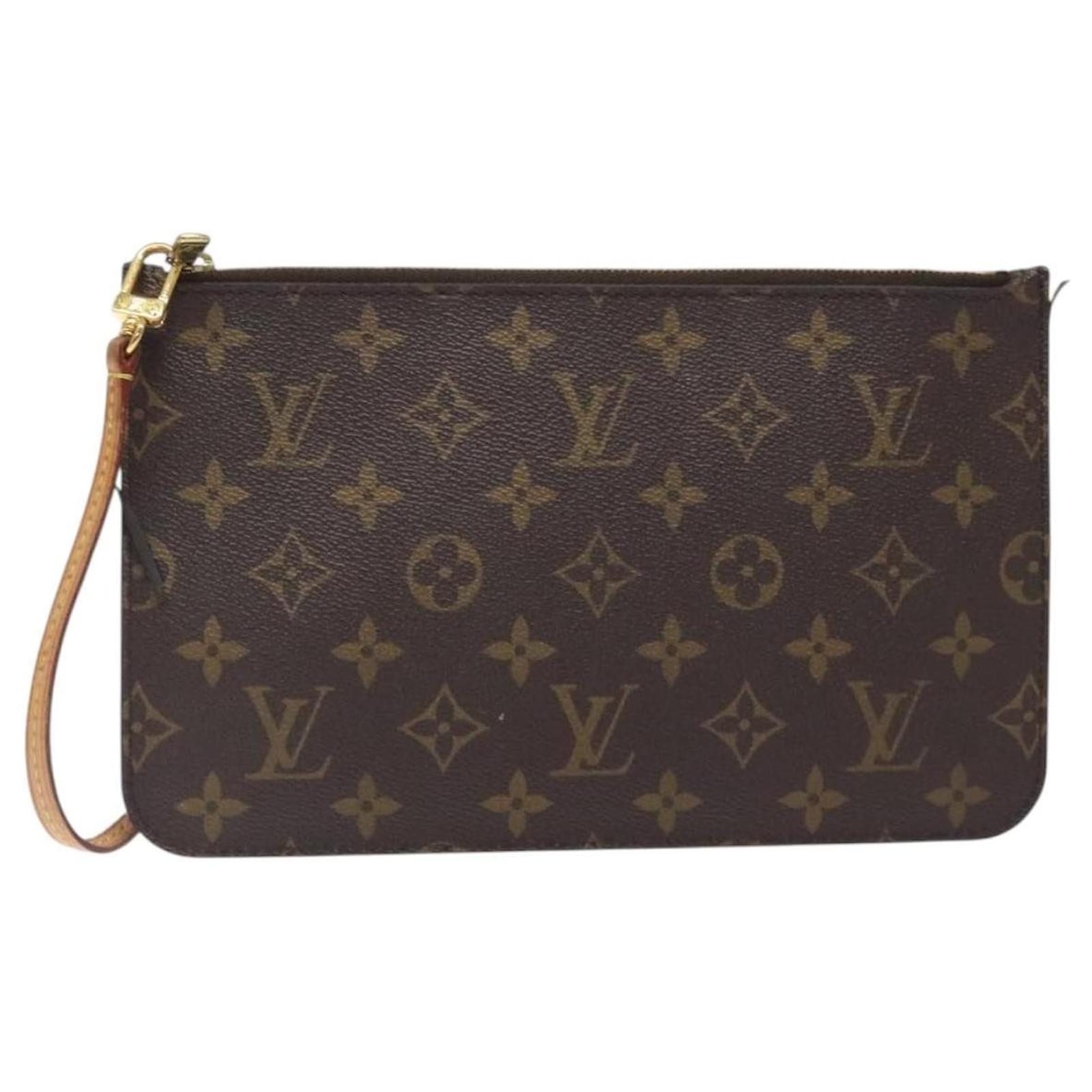 Louis Vuitton Neverfull Pochette Monogram Canvas Small Brown Cloth ref ...