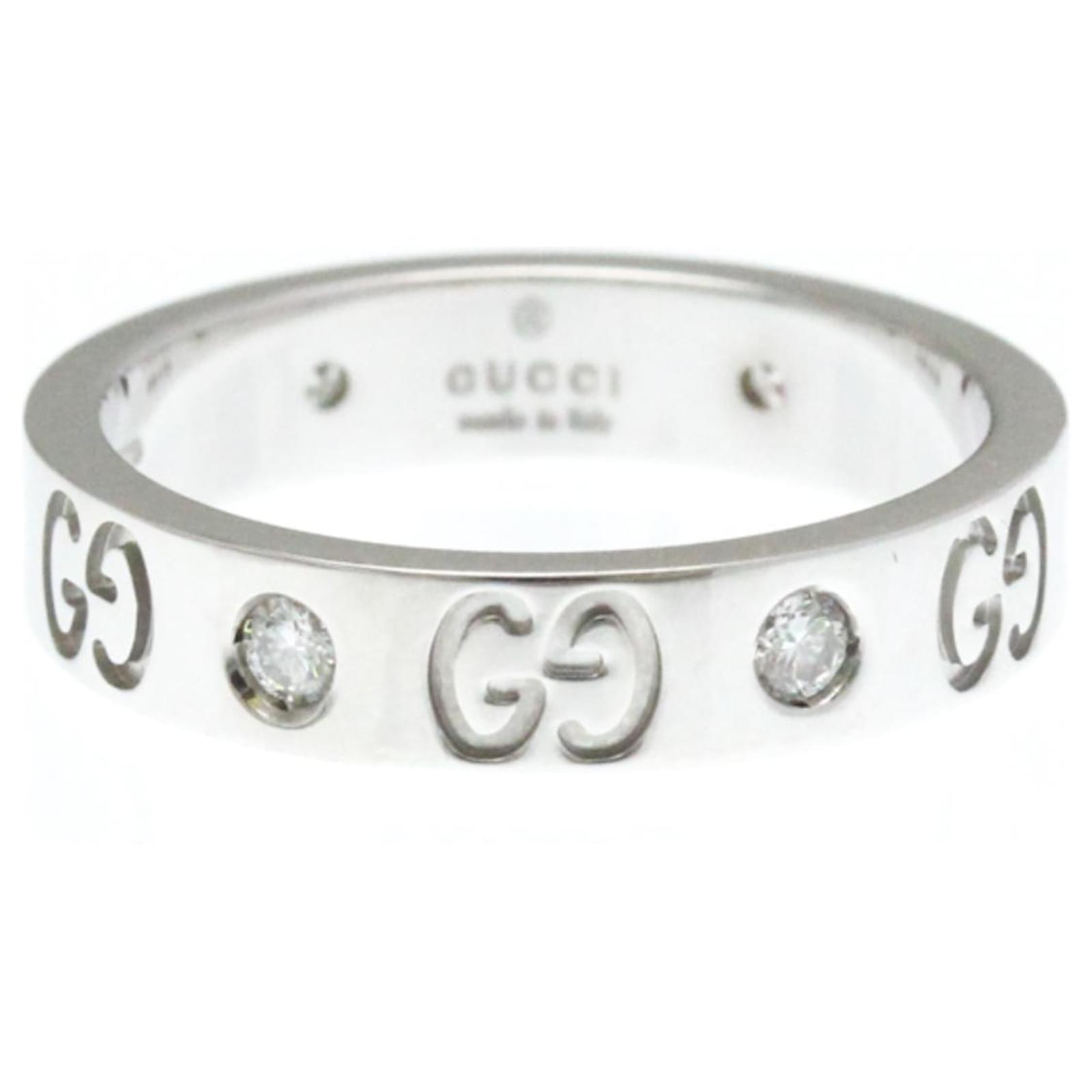Gucci Icon White Gold Diamond Band Ring Silvery ref.2501393 - Joli Closet
