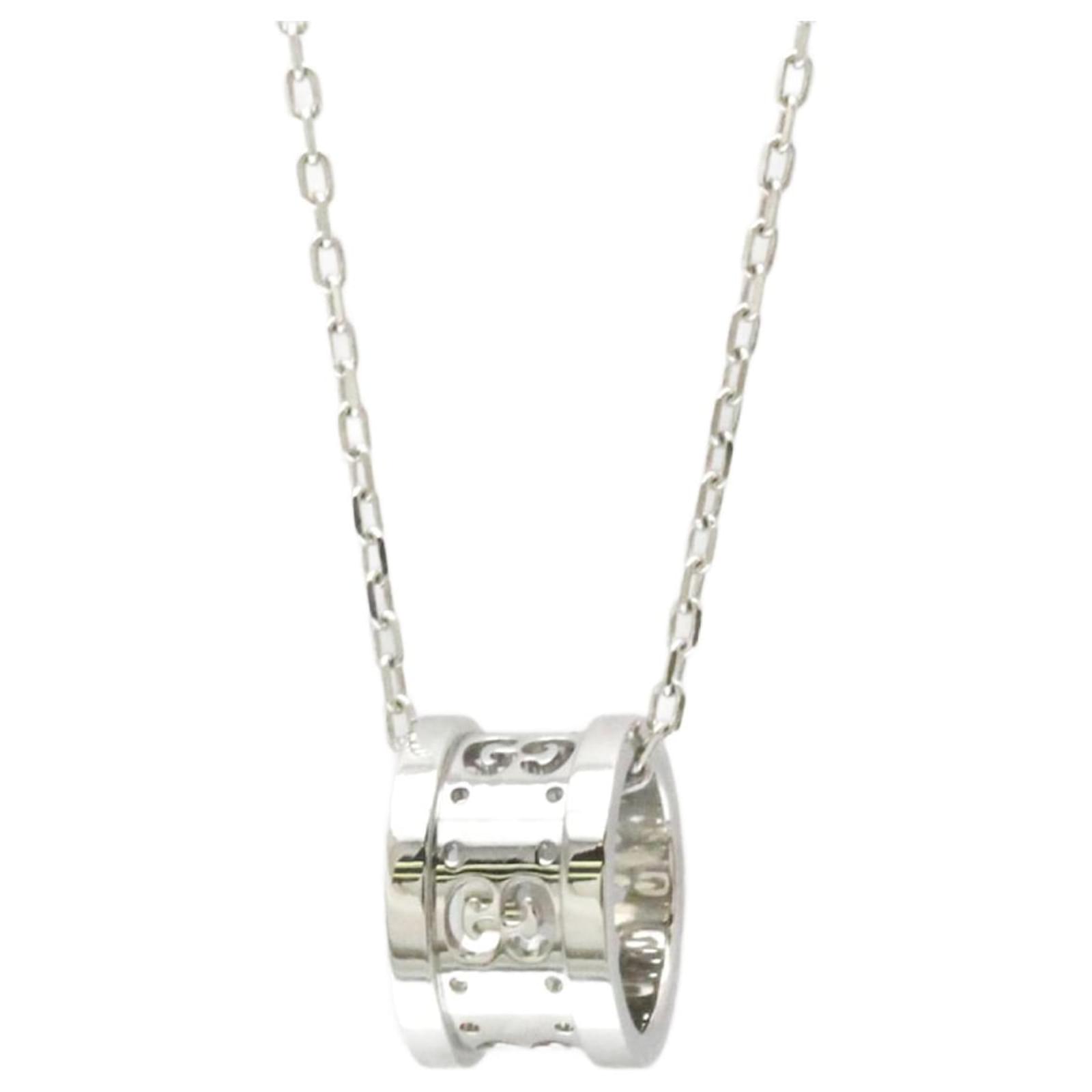 Gucci Icon Pendant Necklace in 18K White Gold Silvery ref.2501394 ...