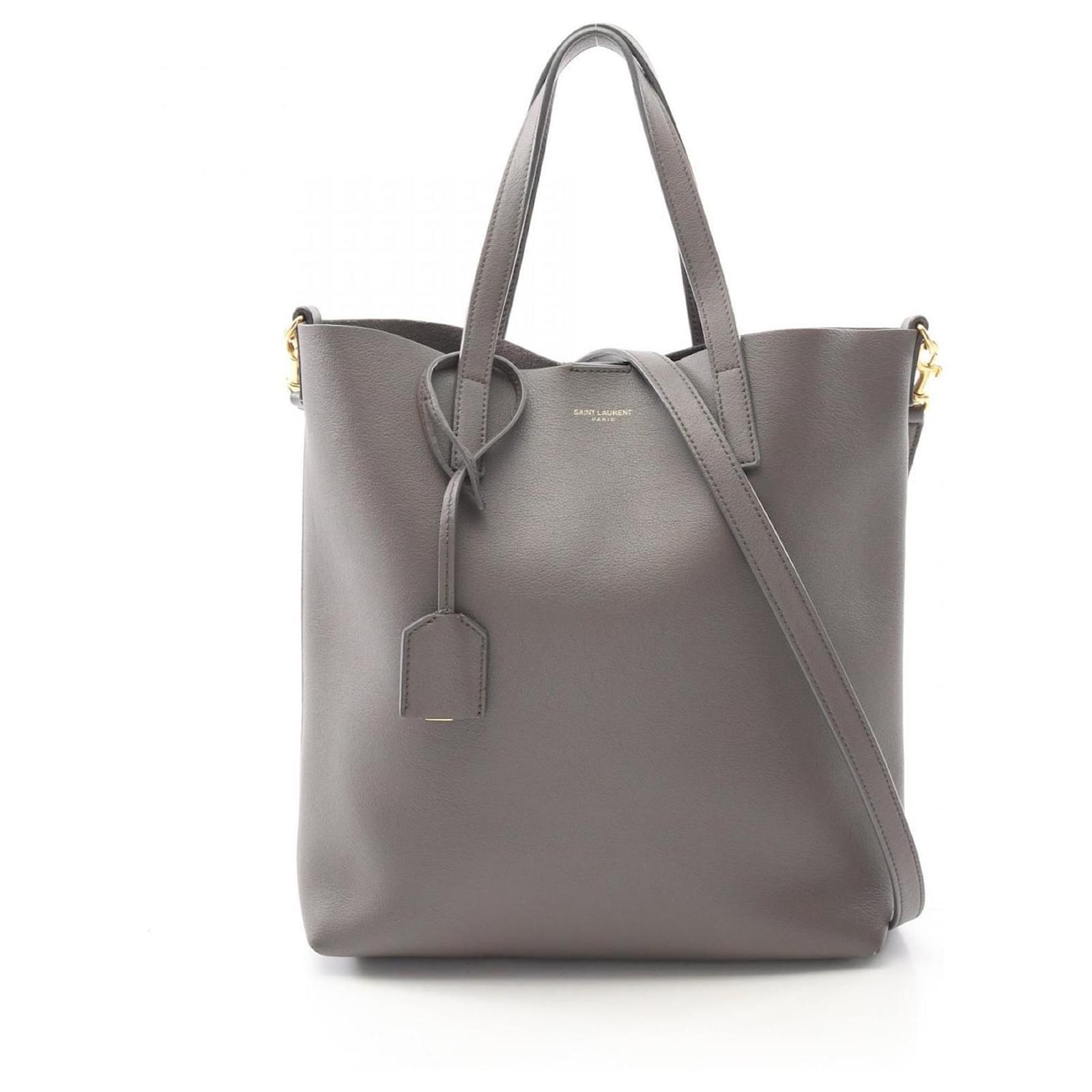 Yves Saint Laurent Gray Leather Toy Shopping Tote Bag Brown ref.2501795 ...
