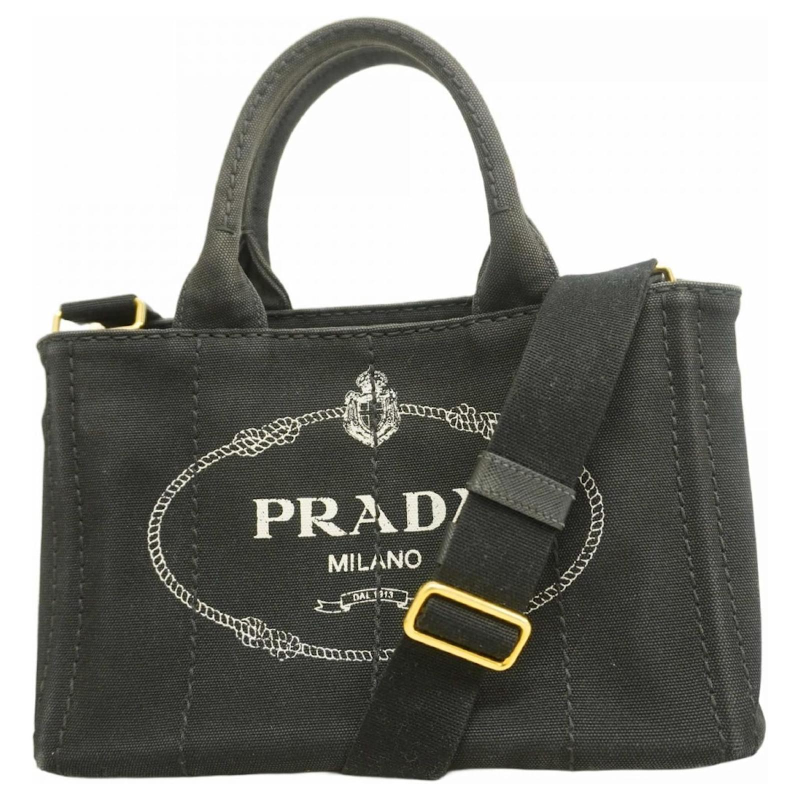 Prada Canapa Canvas Tote Bag Black Cloth ref.2504195 - Joli Closet