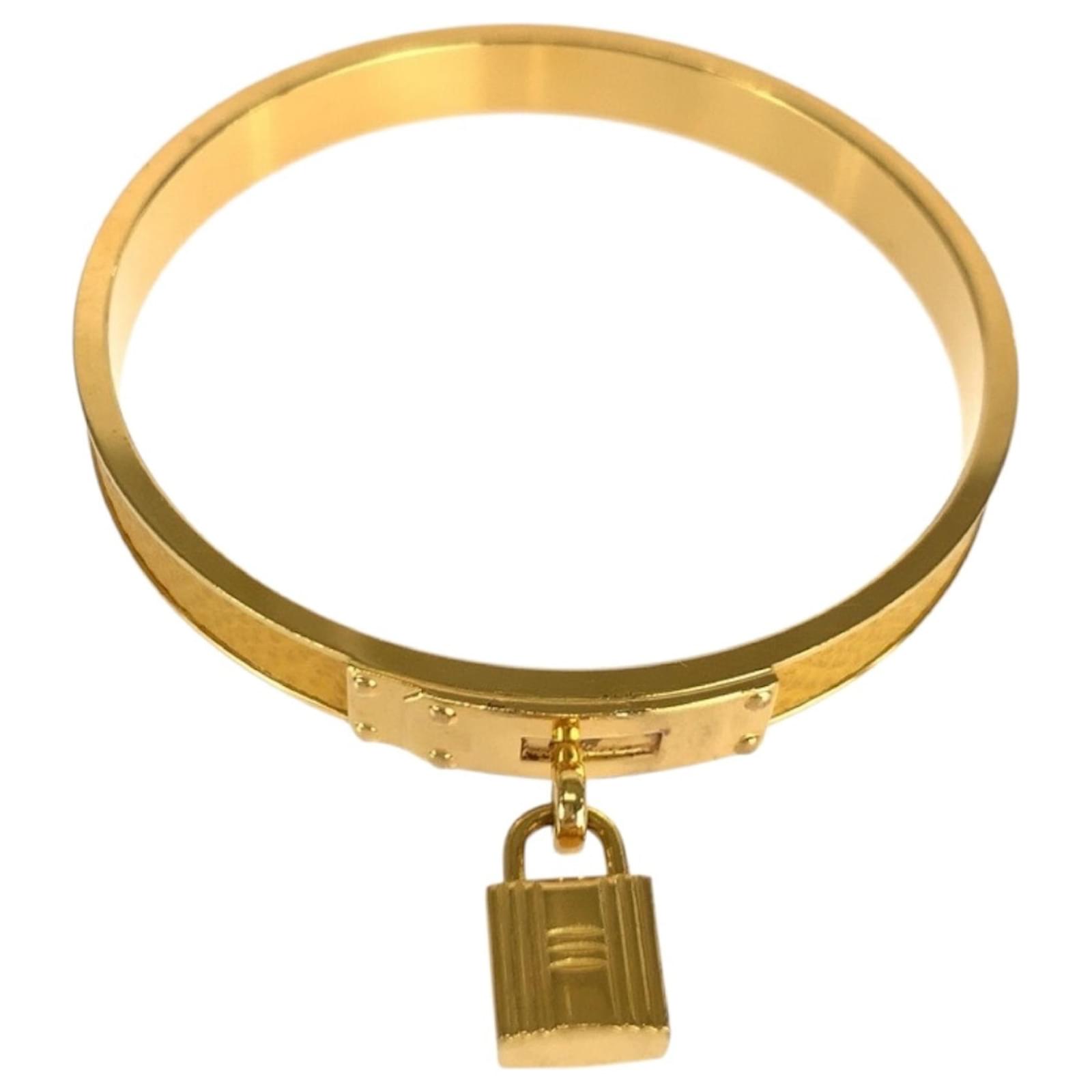 Hermès Hermes Kelly Bangle Padlock Motif Bracelet Golden Yellow Gold ...