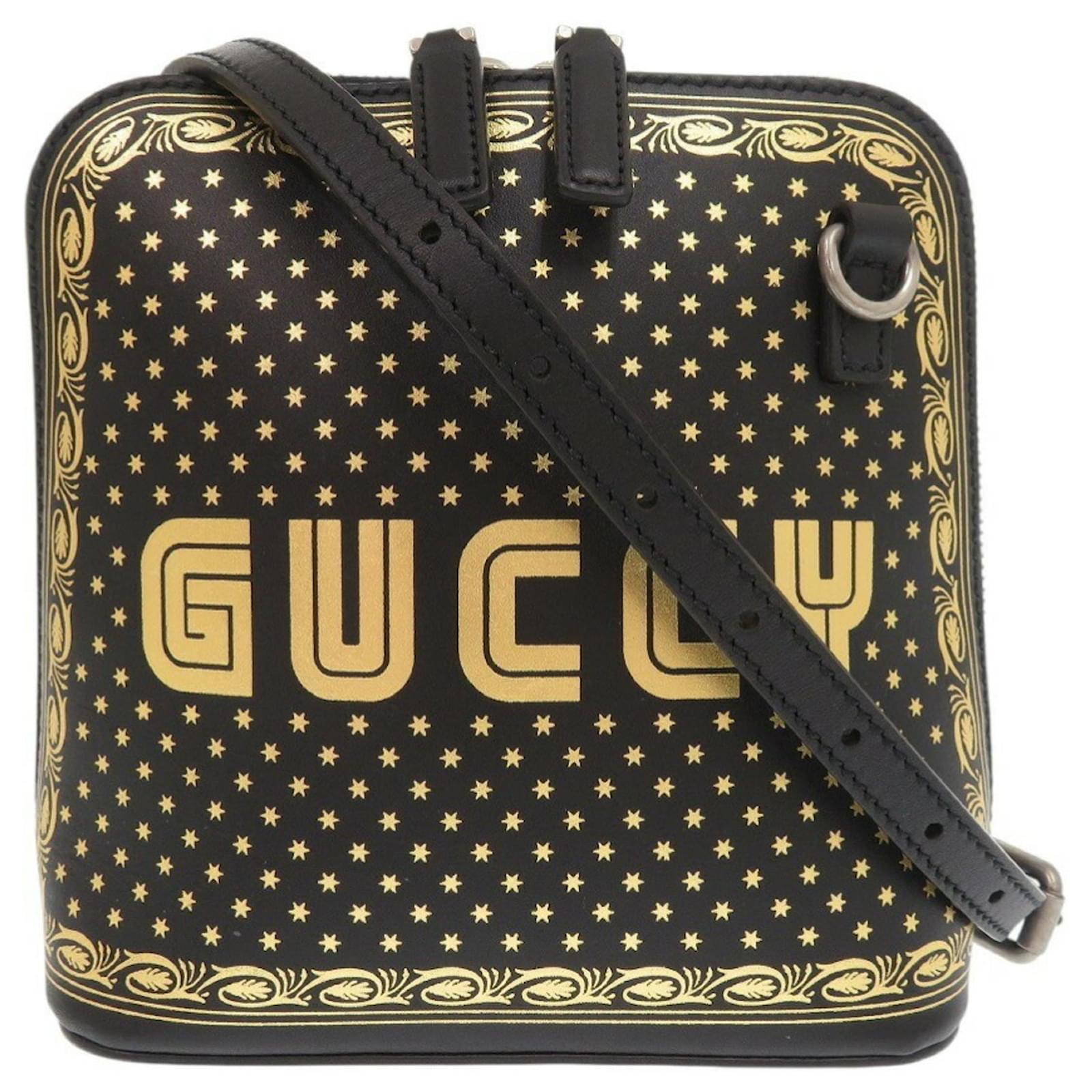 Gucci x SEGA GUCCY Print Leather Shoulder Bag Black Golden ref.2506091 ...