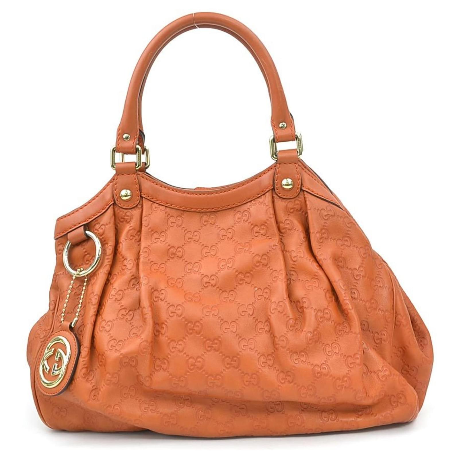 Gucci Sukey Leather Handbag Brown Orange ref.2507098 - Joli Closet