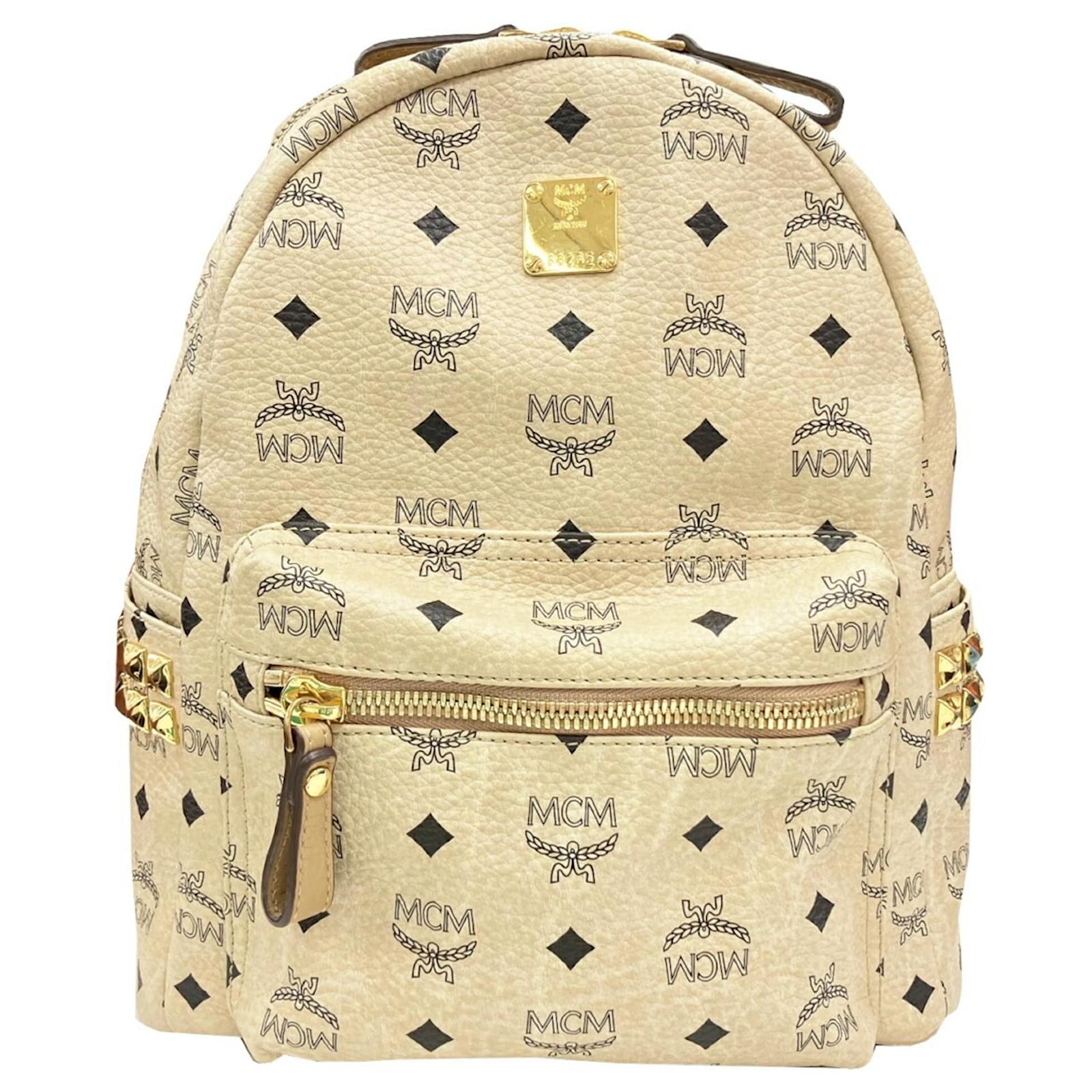 MCM Studded Beige Backpack Leather ref.2507692 - Joli Closet