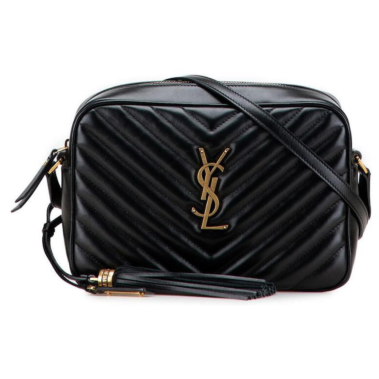 Yves Saint Laurent Saint Laurent Lou V Stitch Leather Camera Bag Black ...