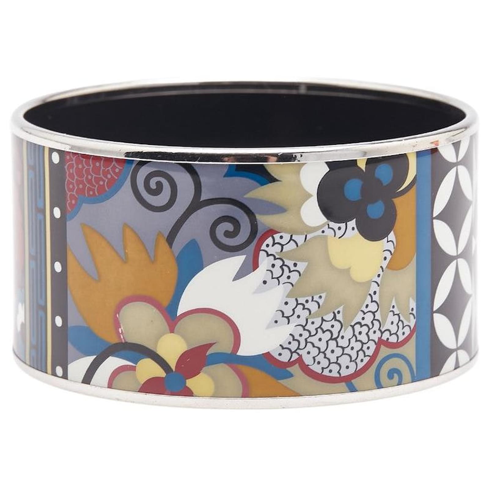 Hermès Hermes Email TGM Cloisonne Bangle Silvery Metallic Metal ref ...