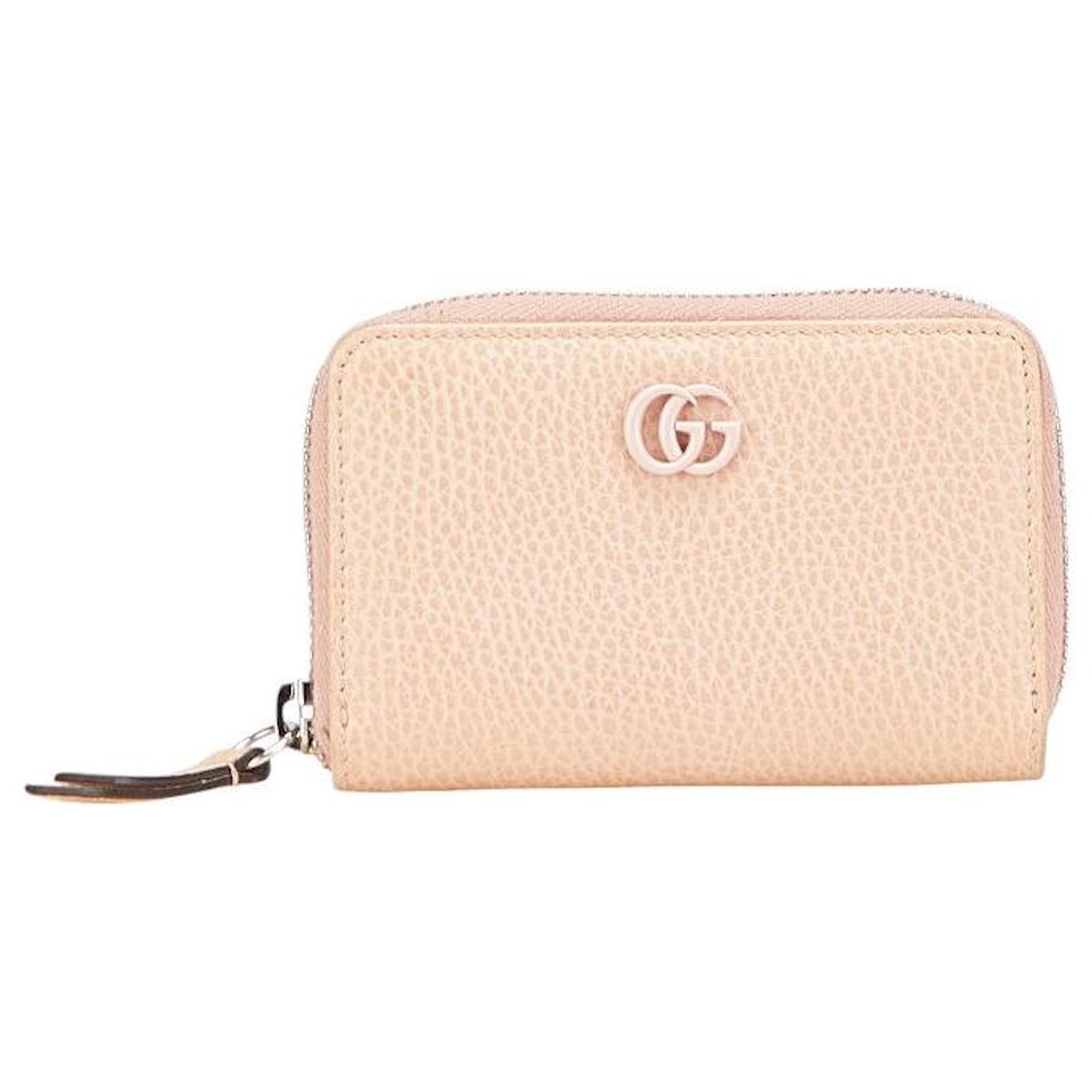 Gucci Double G Round Zip Coin Case Leather Coin Case Pink ref.2509705 ...
