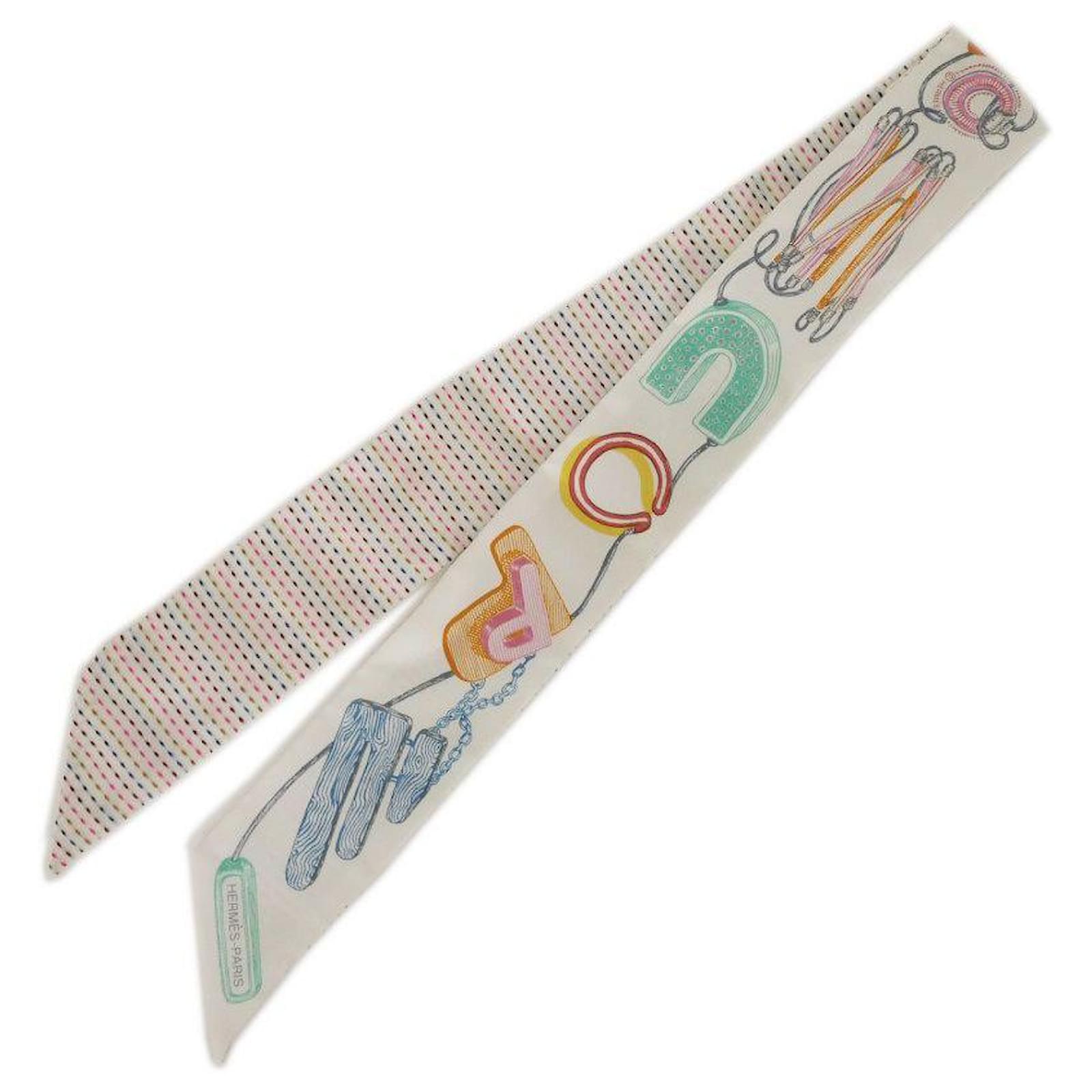 Hermès Hermes CHEVALOSCOPE NEON Silk Scarf White ref.2510621 - Joli Closet