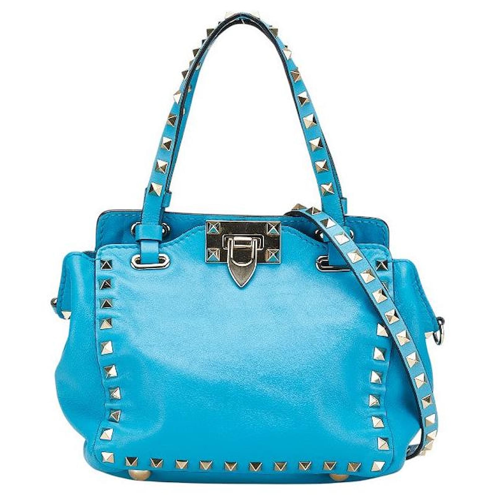 Valentino Garavani Rockstuds Leather 2way Bag Blue ref.2511503 - Joli ...