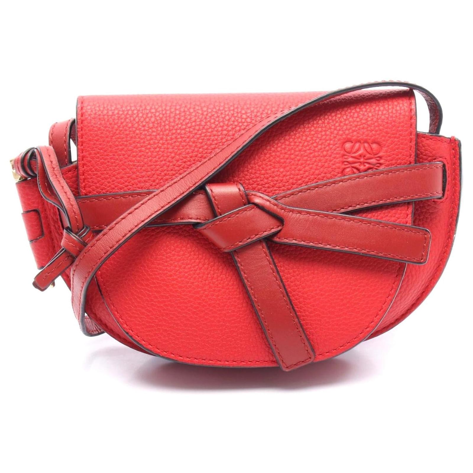 Loewe Mini Gate Leather Shoulder Bag Red Pony-style calfskin ref ...
